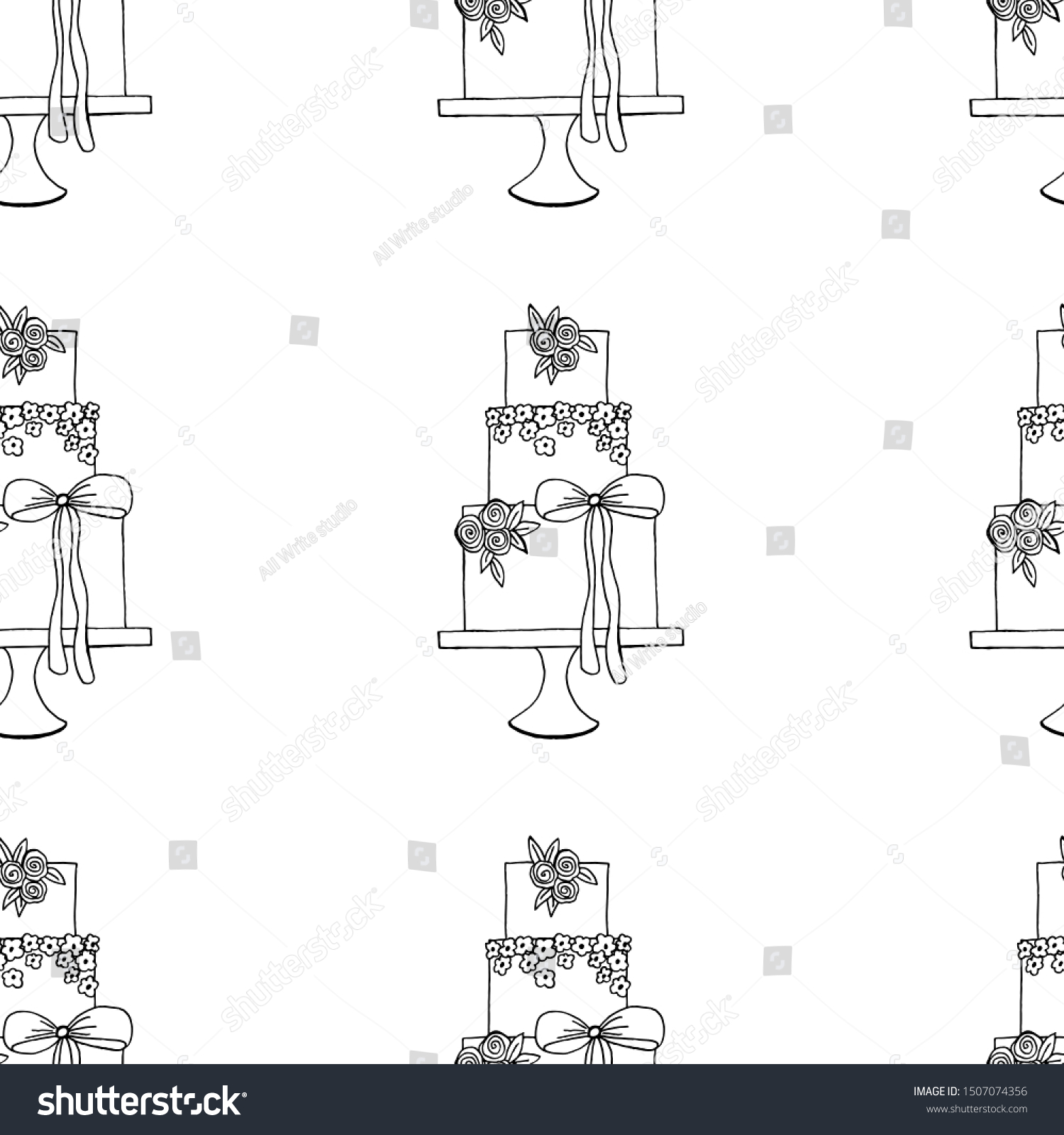 Vector Wedding Cake Pattern Wedding Invitations Stock Vector (Royalty ...