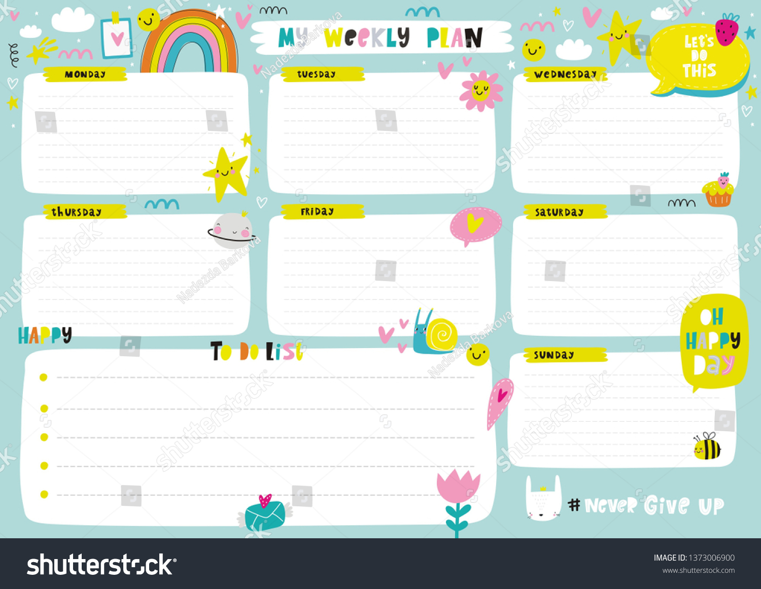 Vector Weekly Planner Template Vector Templates Stock Vector (Royalty ...