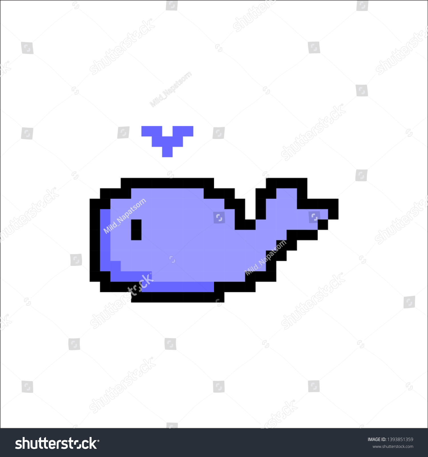 Vector Whale Pixel Art Color Stock Vector (Royalty Free) 1393851359 ...