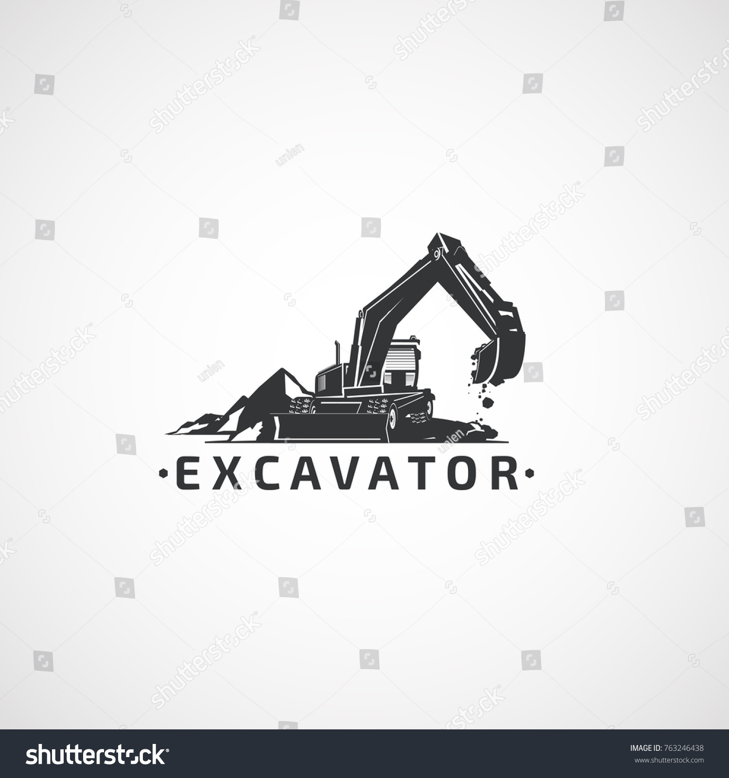Vector Wheeled Excavator Stock Vector (Royalty Free) 763246438 ...
