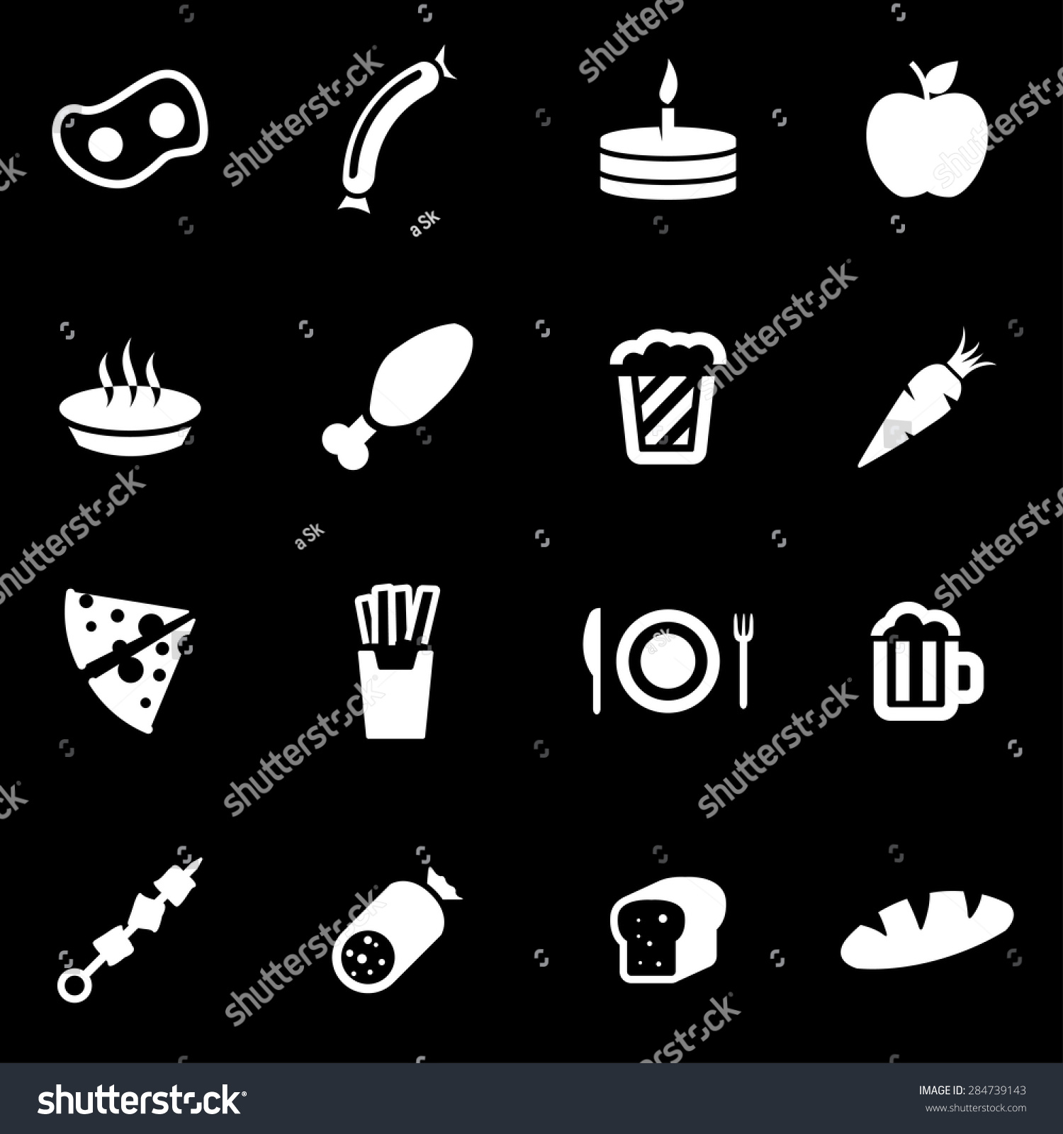 Vector White Food Icon Set Stock Vector (Royalty Free) 284739143