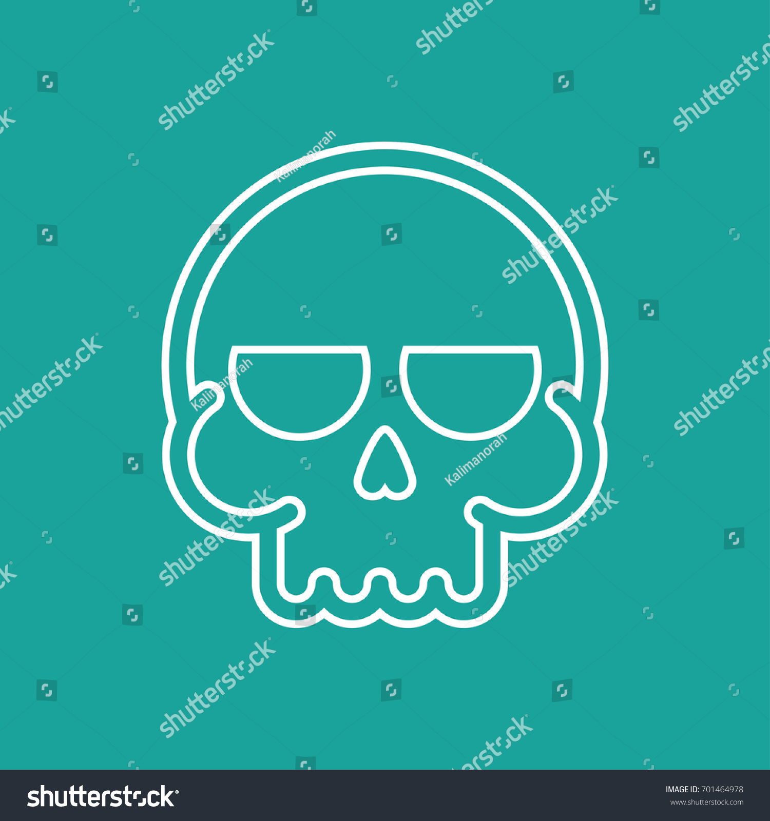 Vector White Lineart Skull Stock Vector (Royalty Free) 701464978