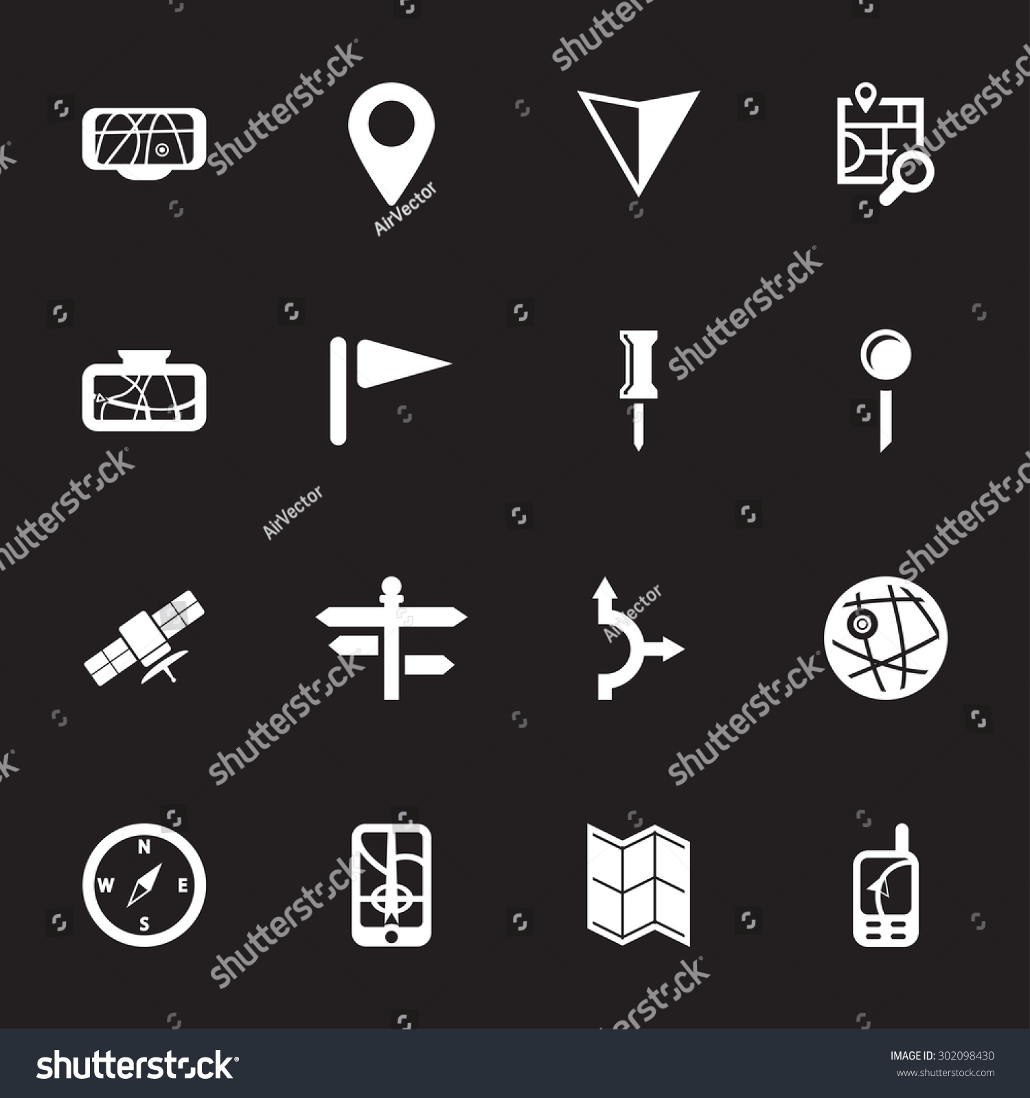 Vector White Navigation Icon Set On Stock Vector (Royalty Free) 302098430