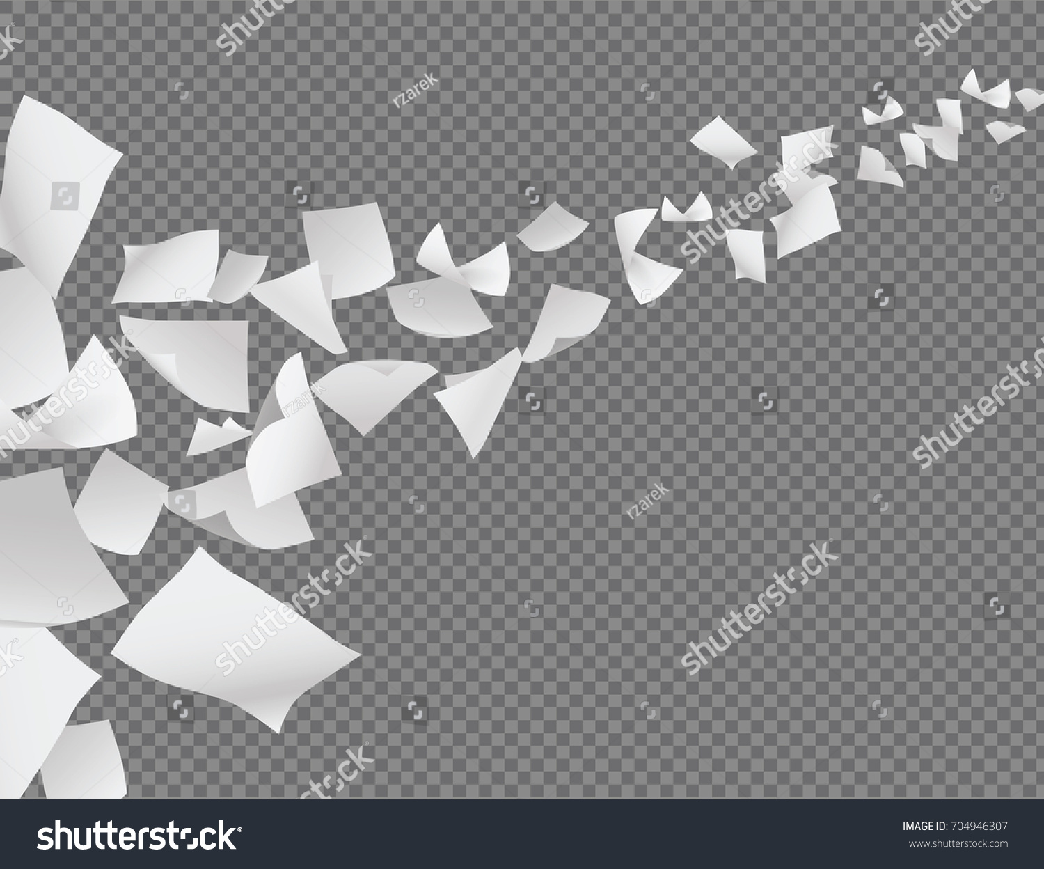 Vector White Papers Flying On Transparent Stock Vector (Royalty Free ...