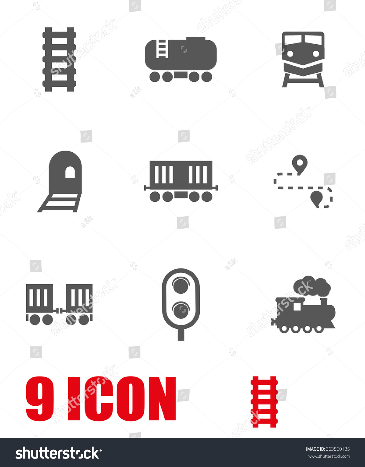Vector White Railroad Icon Set Stock Vector (Royalty Free) 363560135 ...
