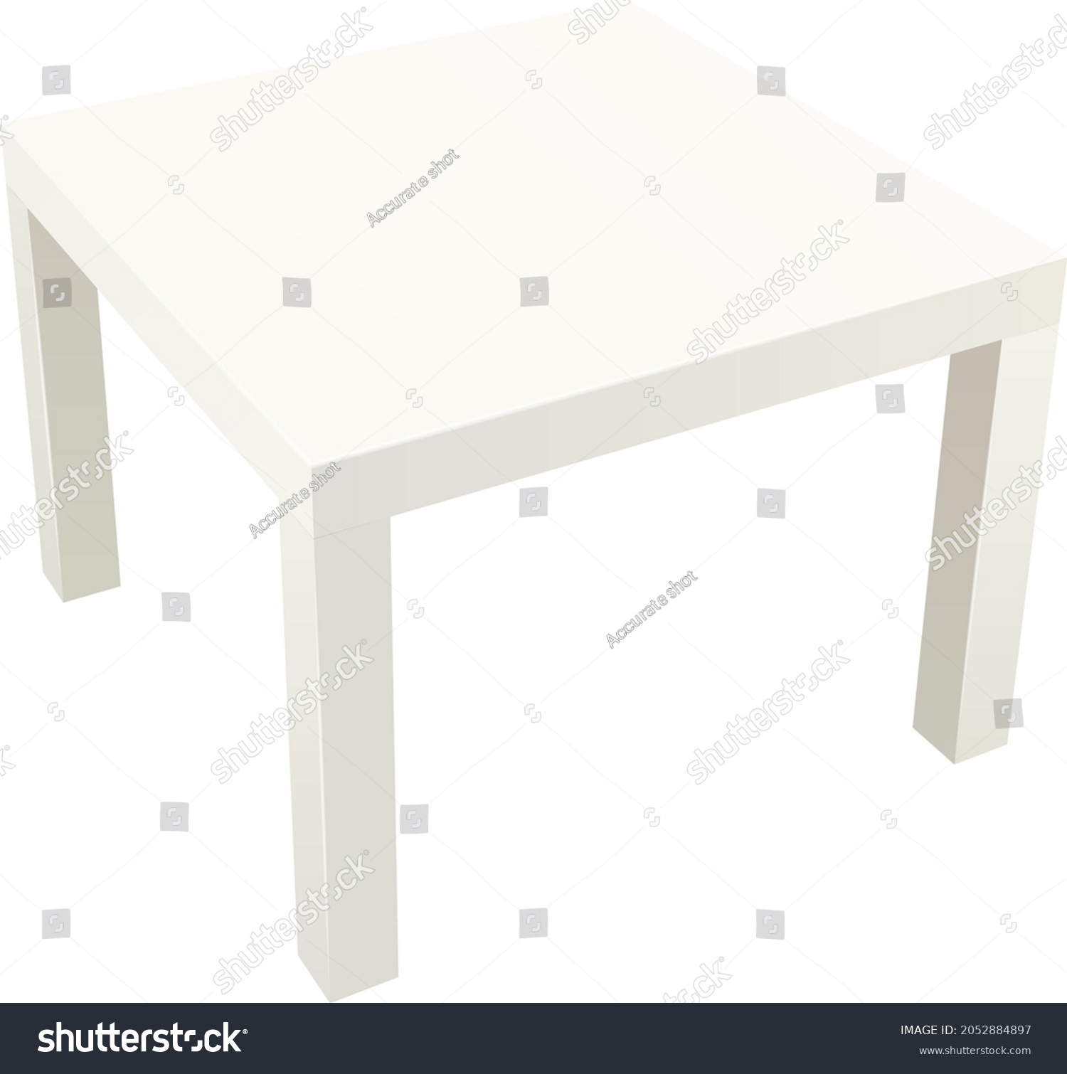 Vector White Square Side Table Realistic Stock Vector (Royalty Free ...