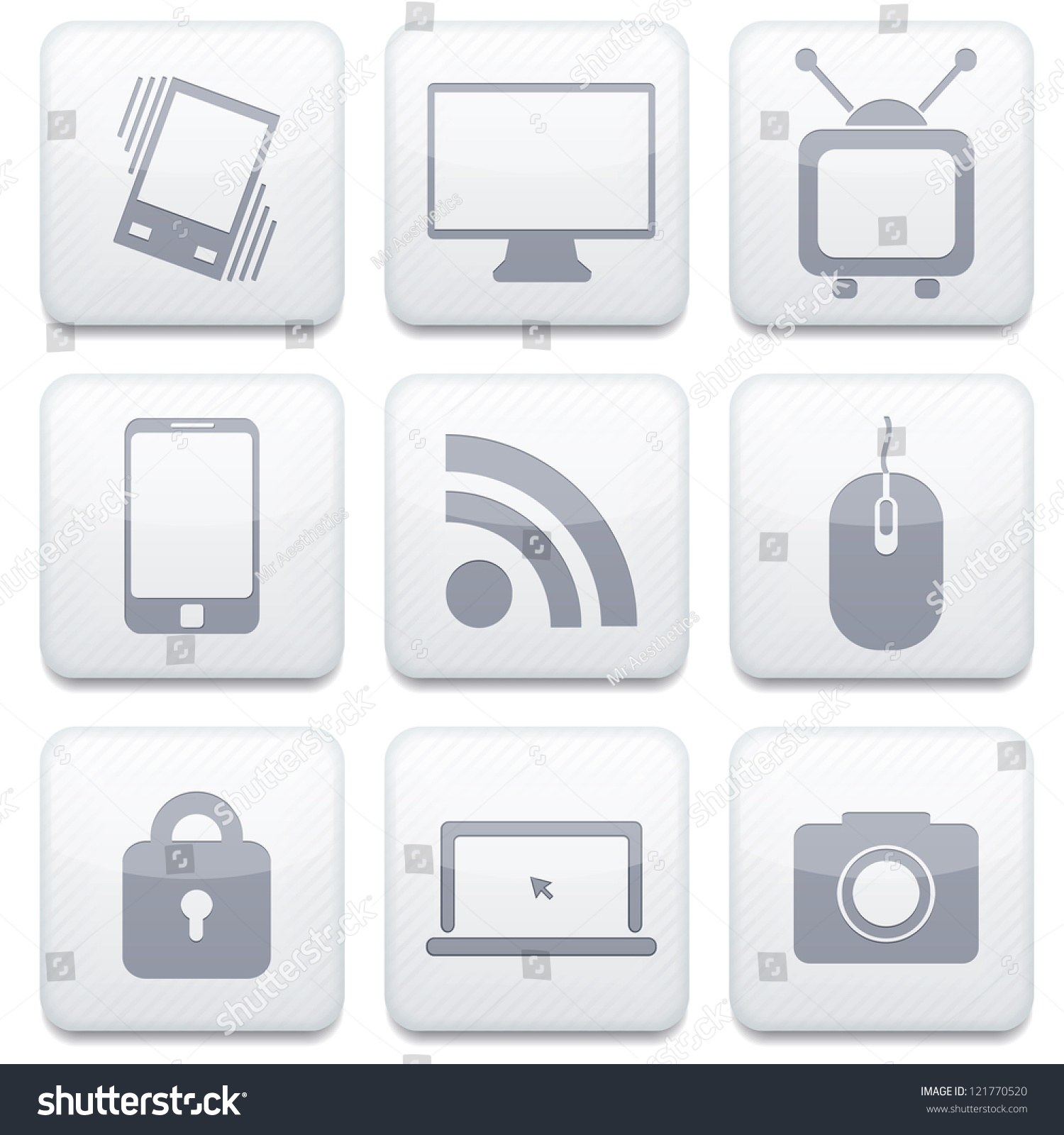 Vector White Technology App Icon Set Stock Vector (Royalty Free ...