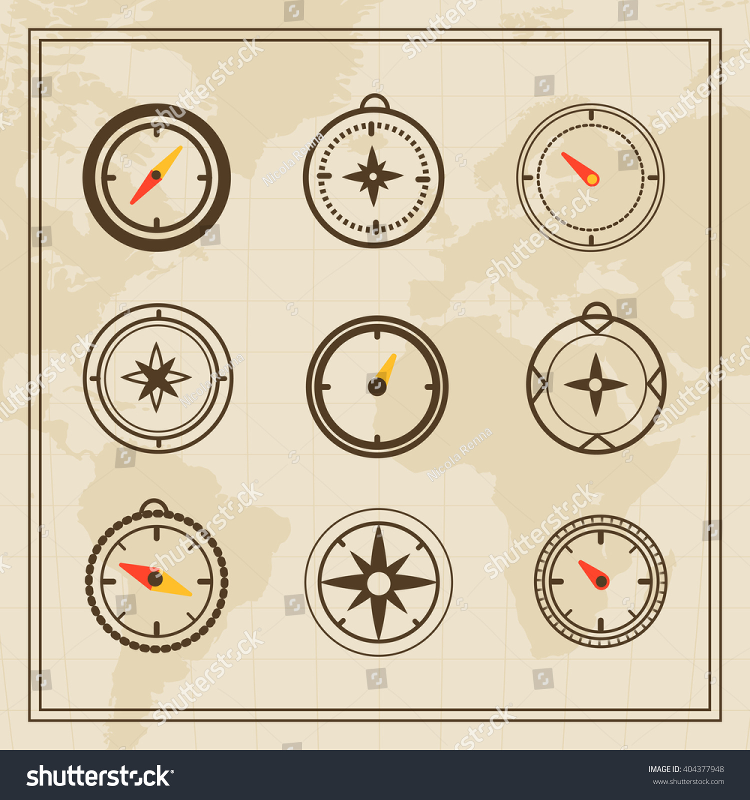 Vector Wind Rose On World Map Stock Vector (Royalty Free) 404377948 ...