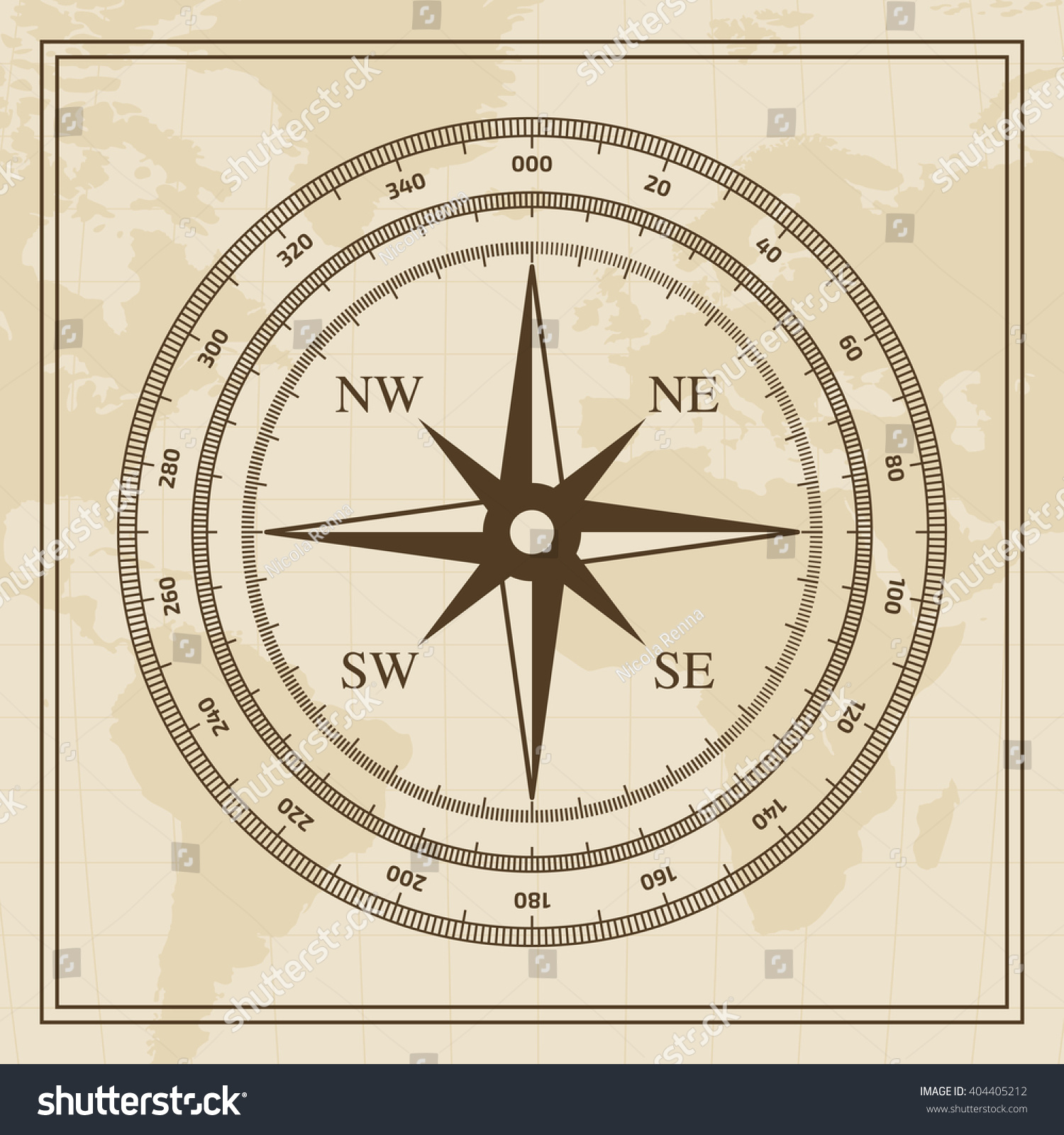 Vector Wind Rose On World Map Stock Vector (Royalty Free) 404405212 ...