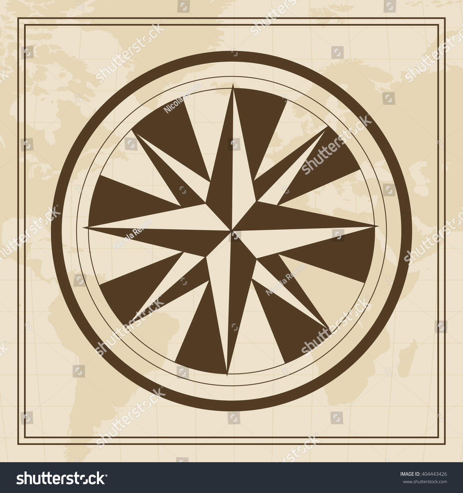 Vector Wind Rose On World Map Stock Vector (Royalty Free) 404443426 ...