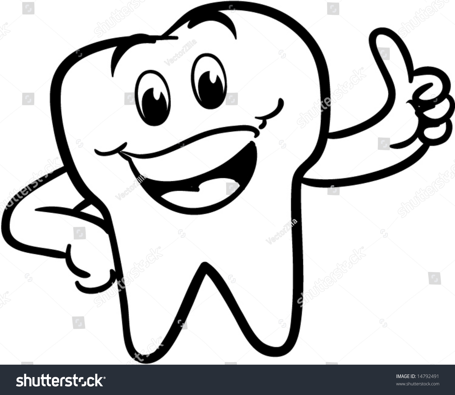 Vector Winking Happy Smiling Tooth Black Stock Vector (Royalty Free ...