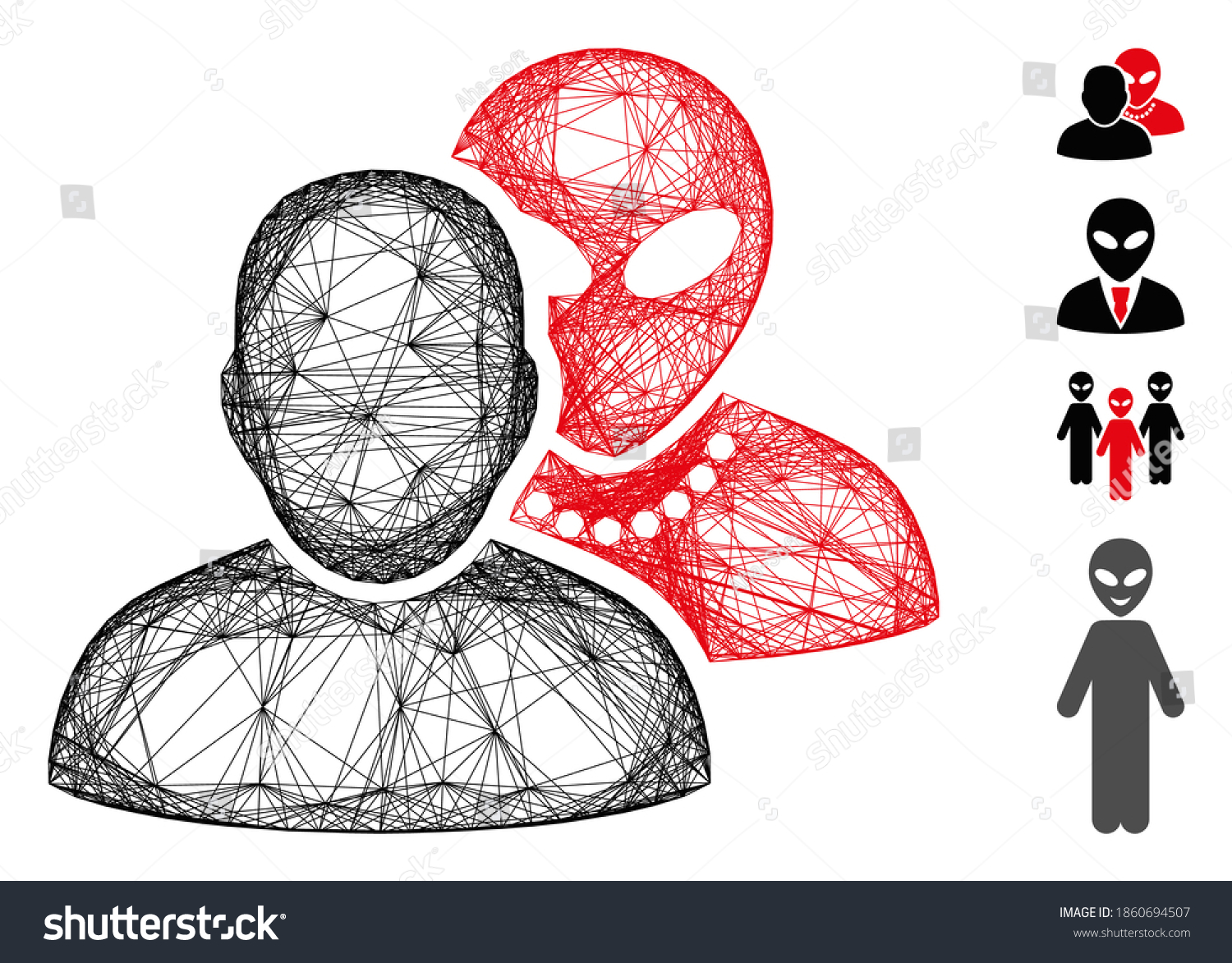 Vector Wire Frame Human Alien Contacts Stock Vector (Royalty Free ...