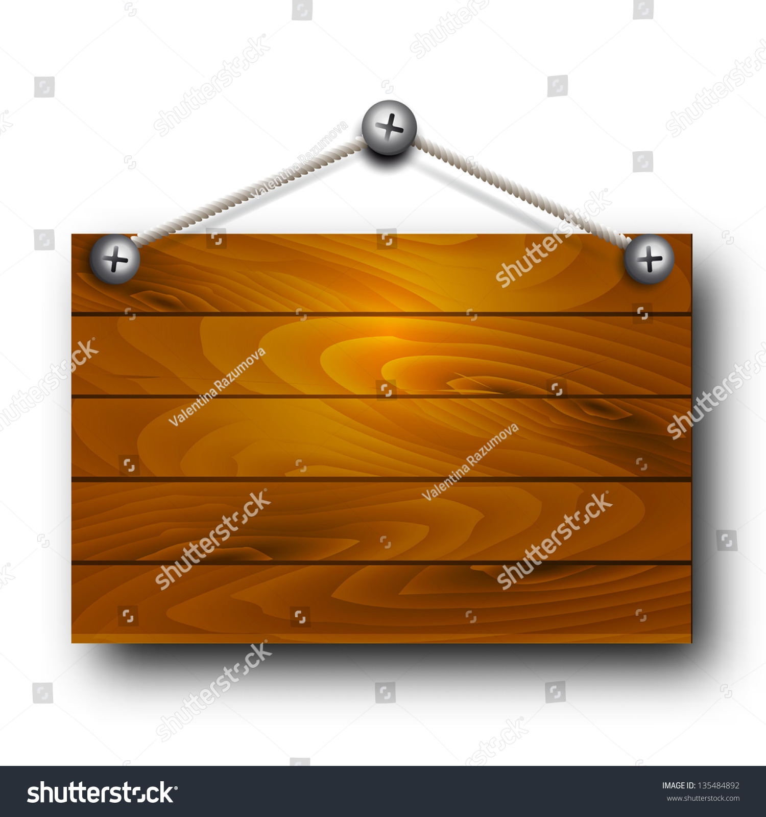 Vector Wooden Board Hanging Stock Vector (Royalty Free) 135484892 ...
