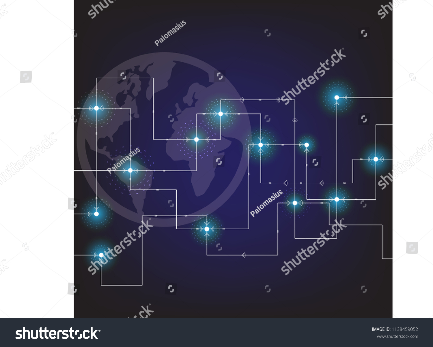 Vector World Map Line On Technology 库存矢量图（免版税）1138459052 | Shutterstock