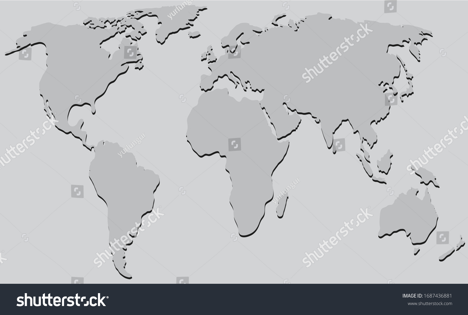 Vector World Map Darker Grey Map Stock Vector (Royalty Free) 1687436881 ...