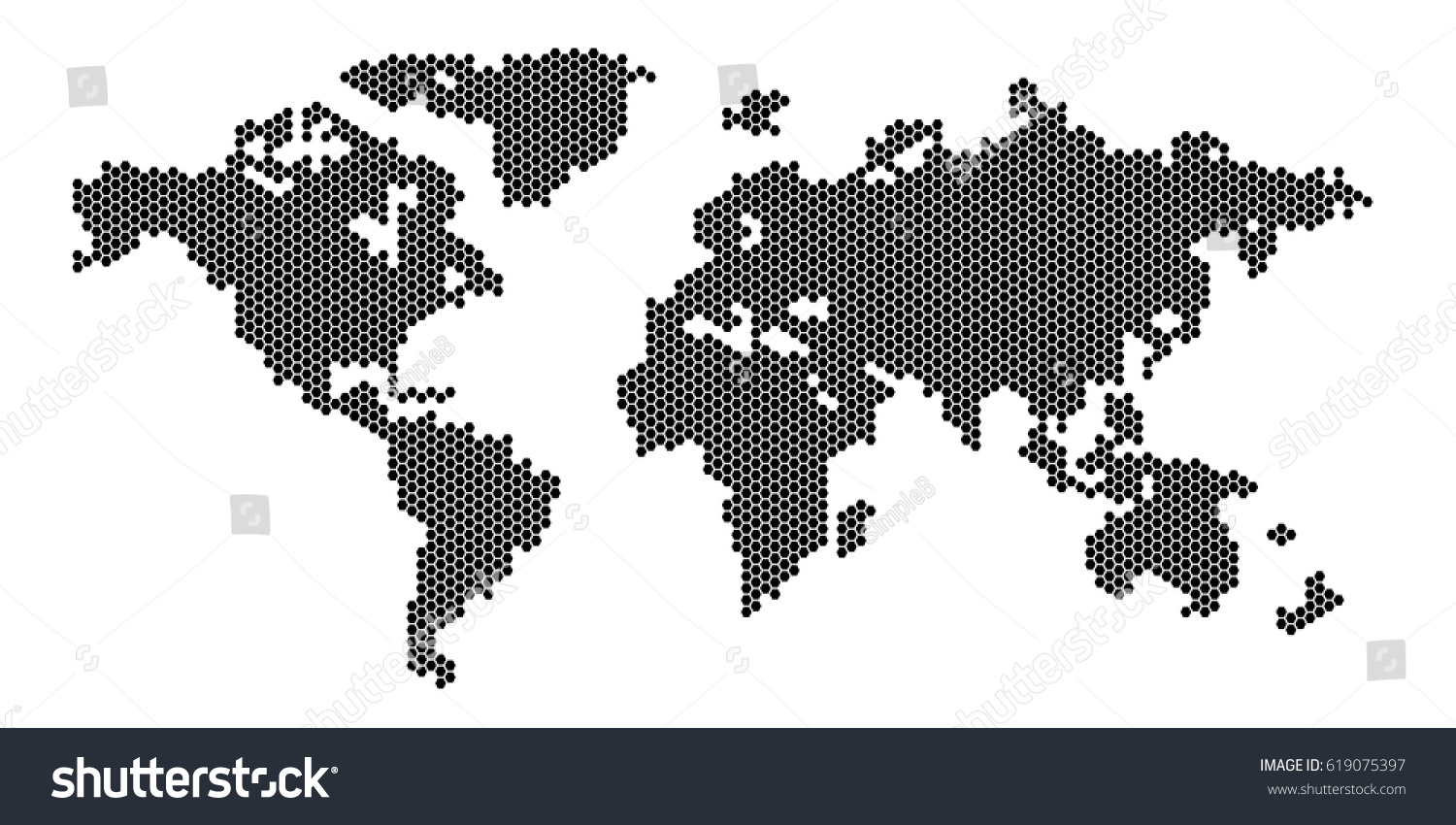 Vector World Map Honeycomb Style Stock Vector (Royalty Free) 619075397 ...