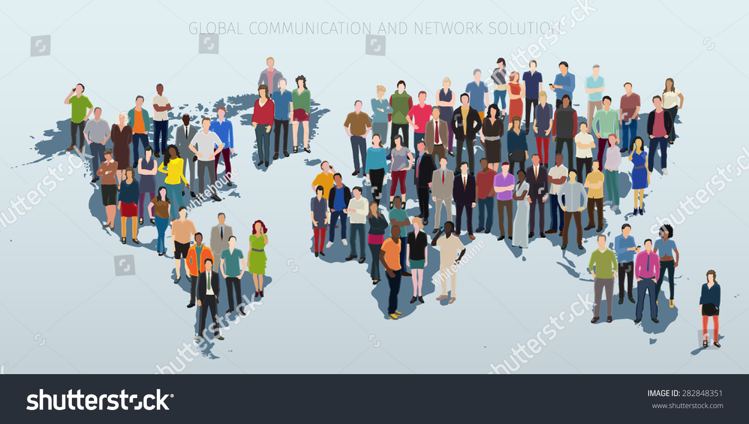 Vector World Map Perspective People Standing 库存矢量图（免版税）282848351 ...