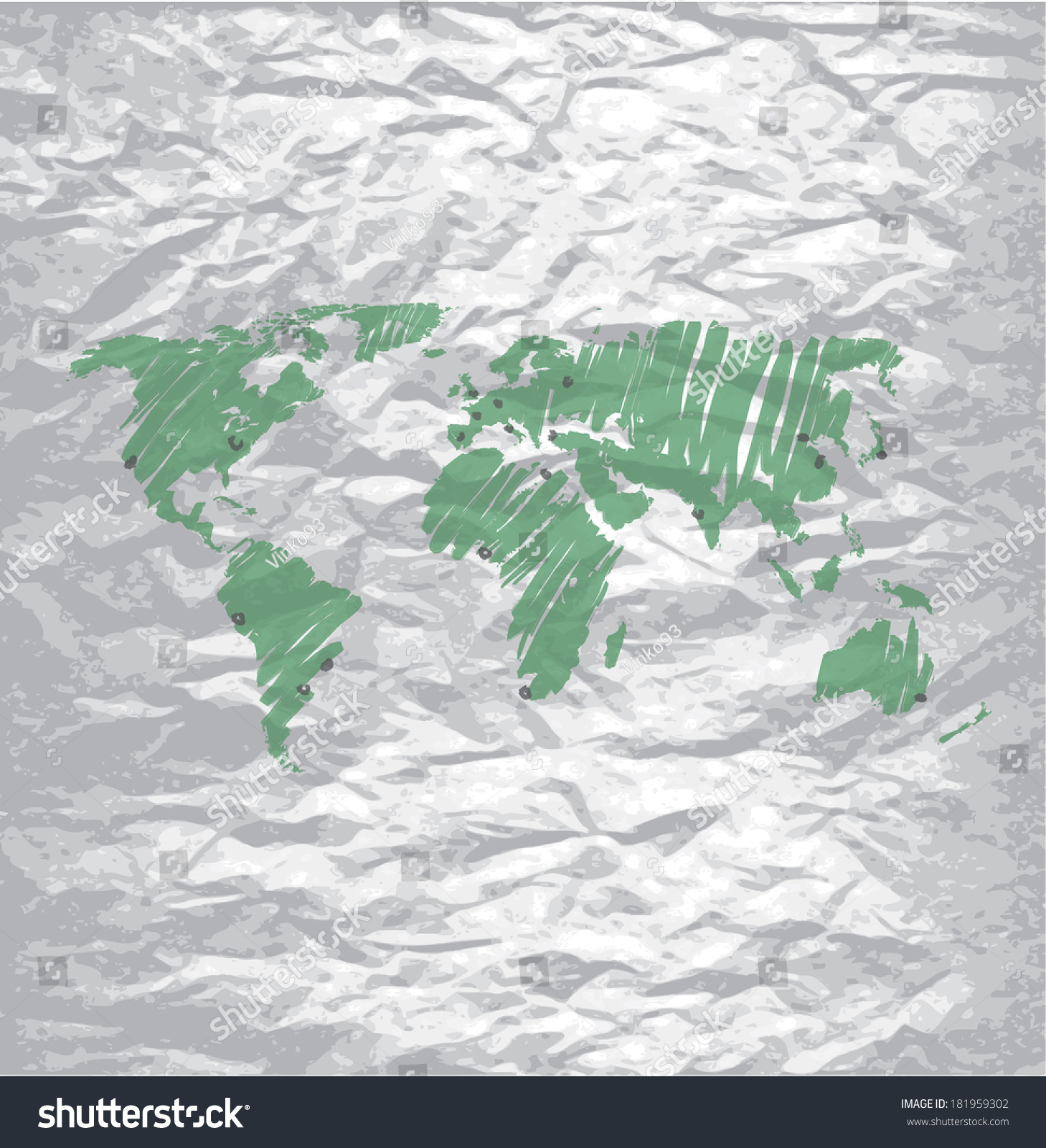 Vector World Map On Wrinkled Paper Stock Vector (Royalty Free ...