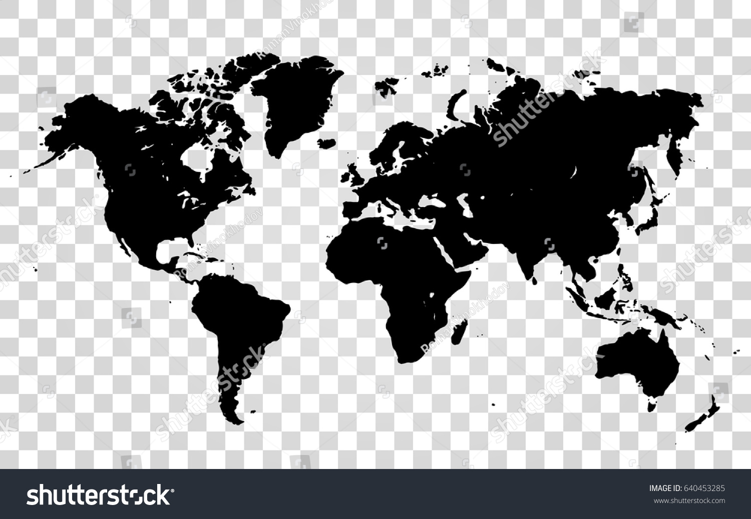 Vektor Stok Vector World Map On Transparent Background (Tanpa Royalti ...