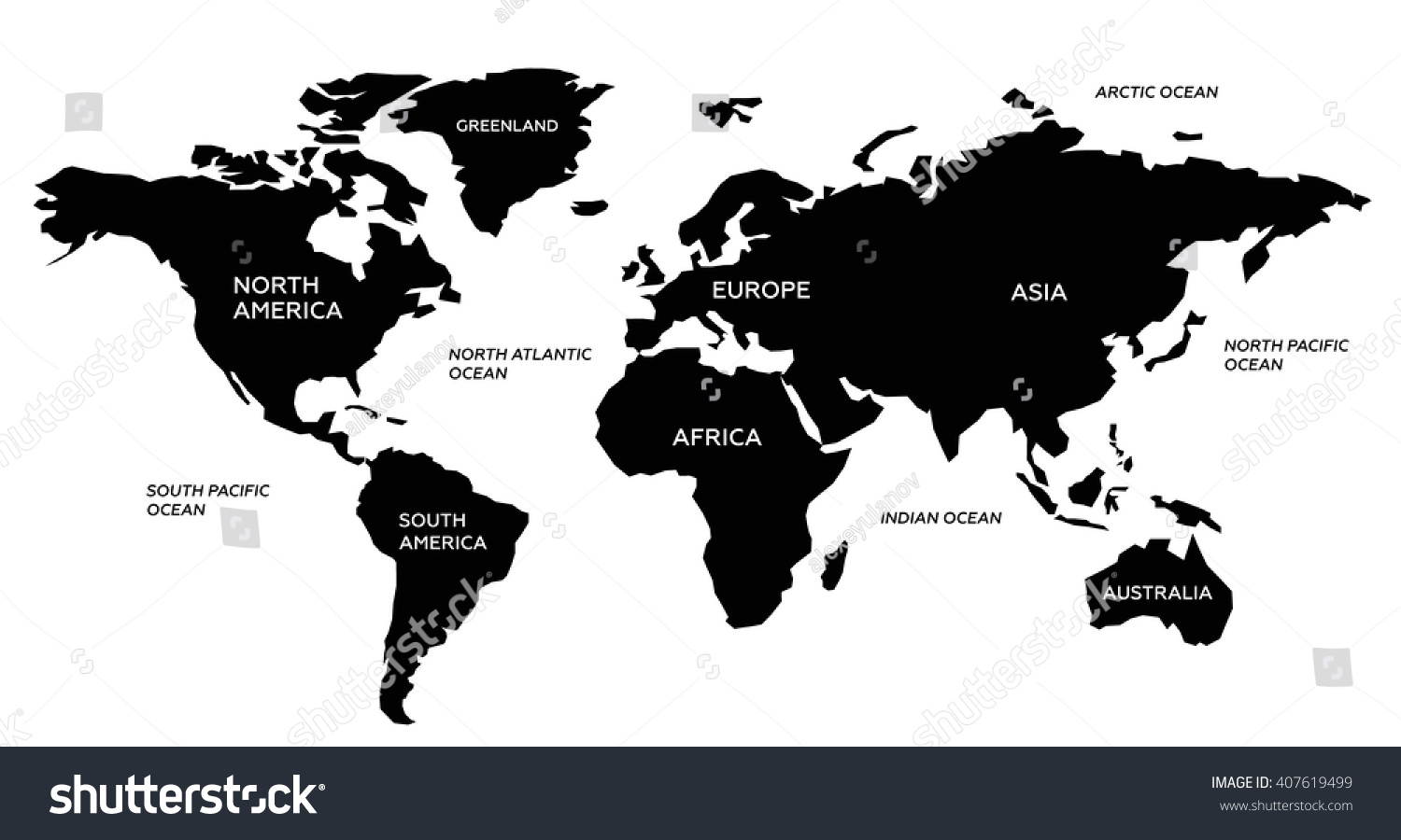 Vector World Map Signature Black Stock Vector (Royalty Free) 407619499
