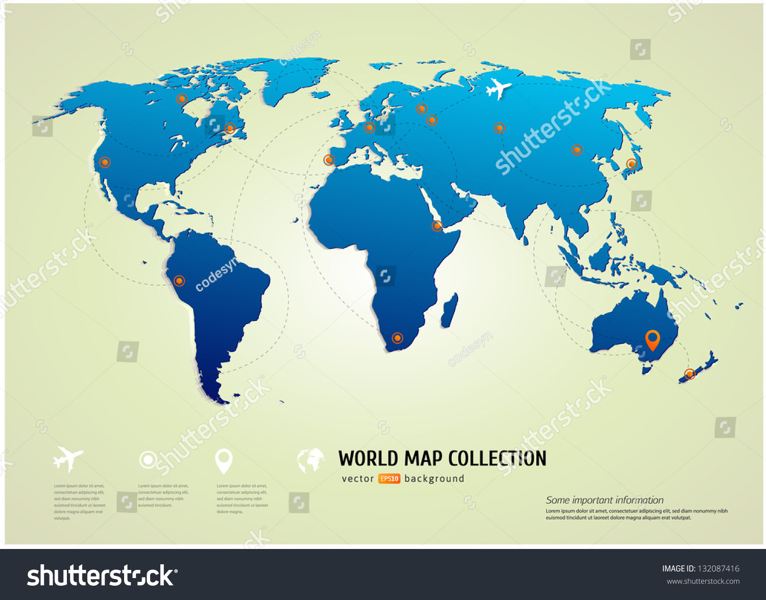 Vector World Map Airways Information Graphics Stock Vector (Royalty ...