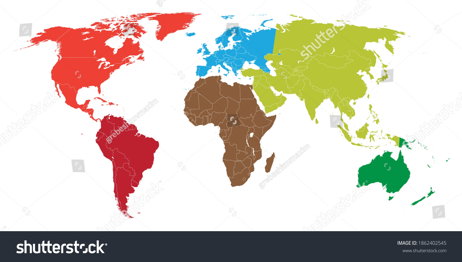 Vektor Stok Vector World Map Borders All Countries (Tanpa Royalti ...