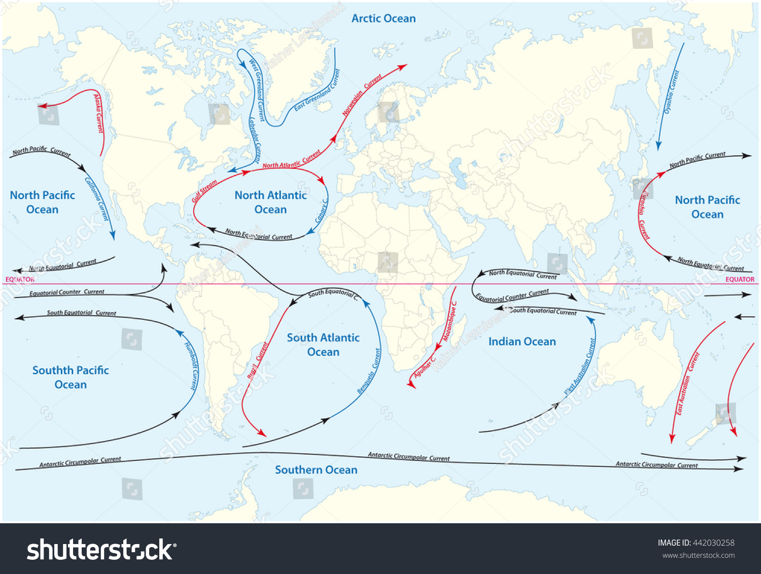 Vector World Map Major Marine Currents Stock Vector (Royalty Free ...
