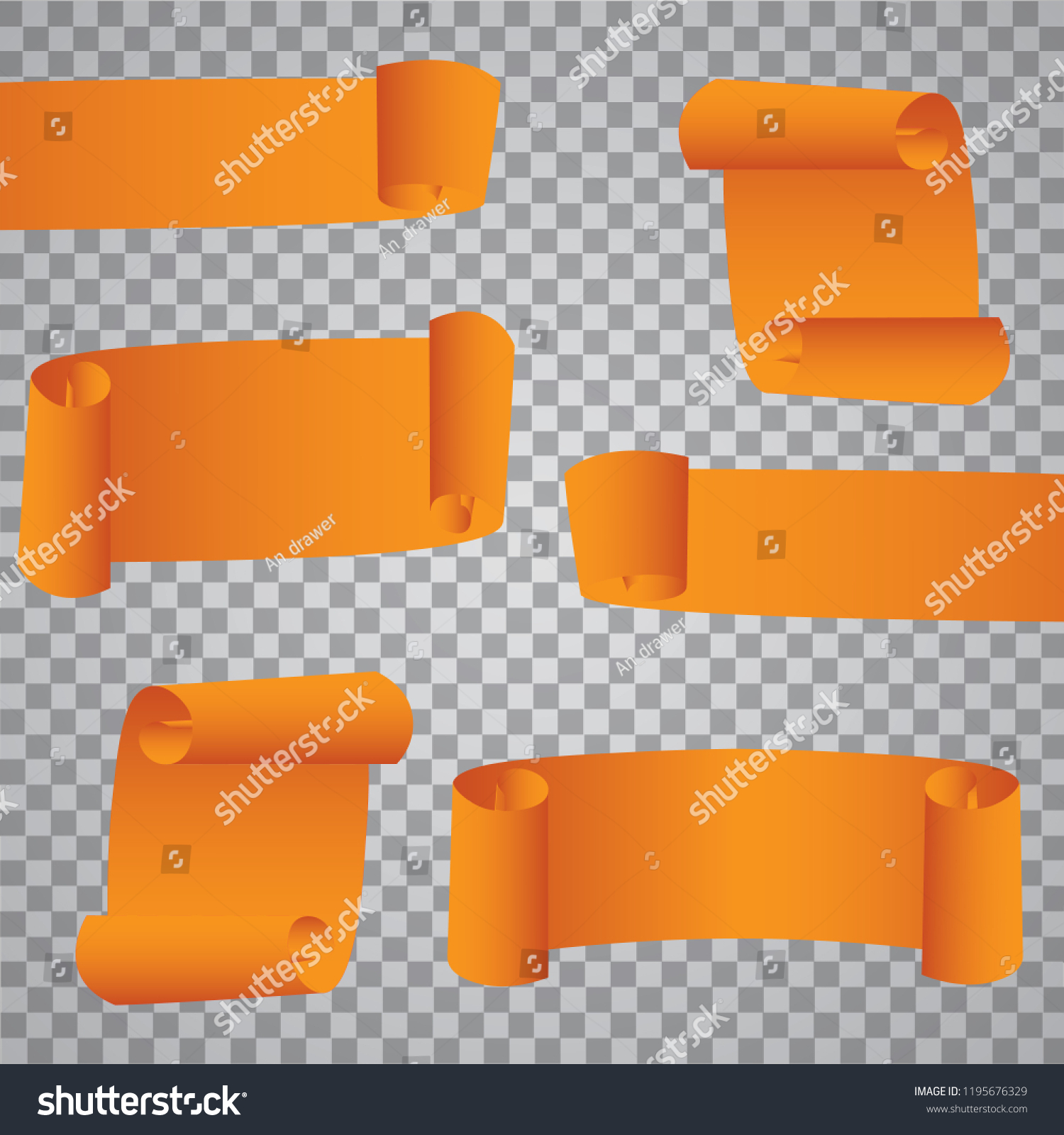 Vector Yellow Banners On Transparent Background Stock Vector (Royalty ...