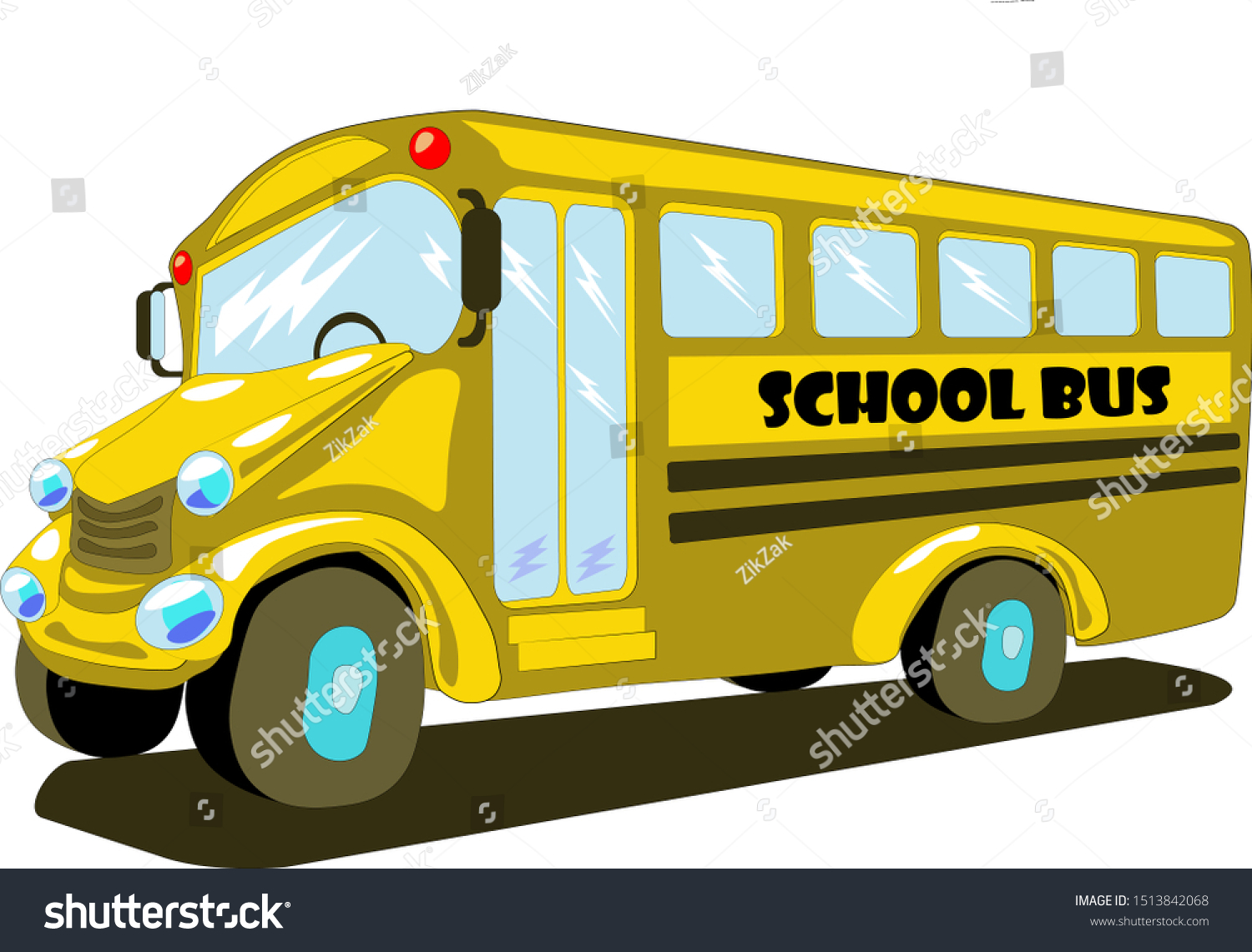 Vector Yellow Big Cartoon School Bus Stock Vector (Royalty Free) 1513842068