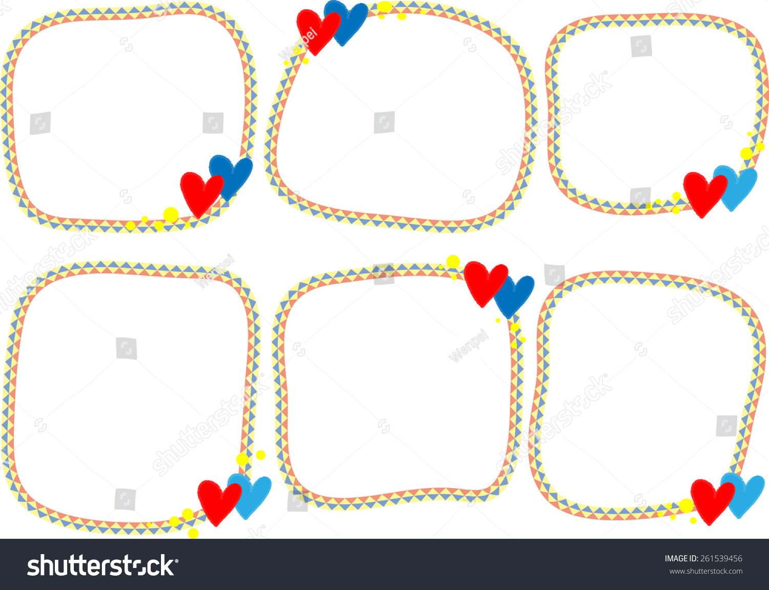Vector Yellow Border Heart Shapes Stock Vector (Royalty Free) 261539456 ...