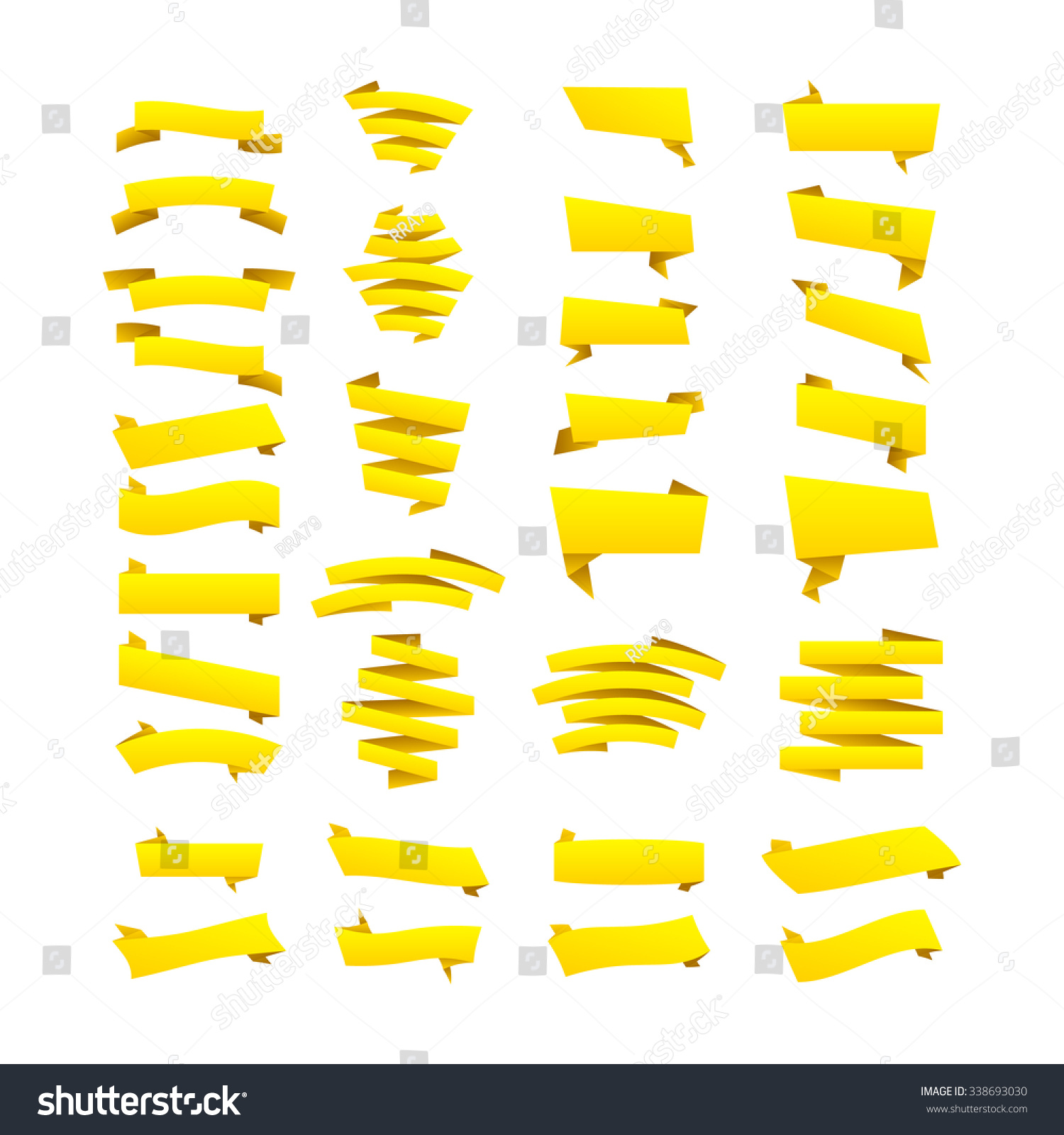 Vector Yellow Ribbons Set Elements Isolated Stock Vector (Royalty Free ...