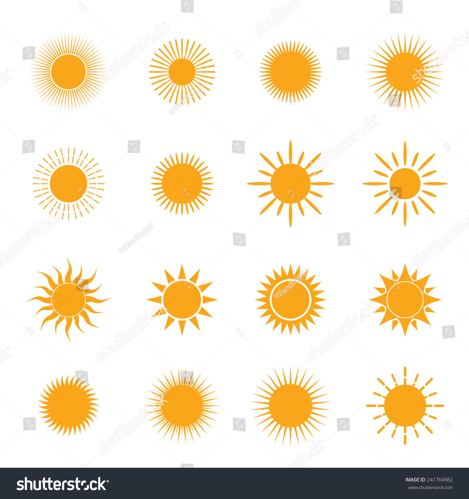 Vector Yellow Sun Symbol Stock Vector (Royalty Free) 241764982 ...