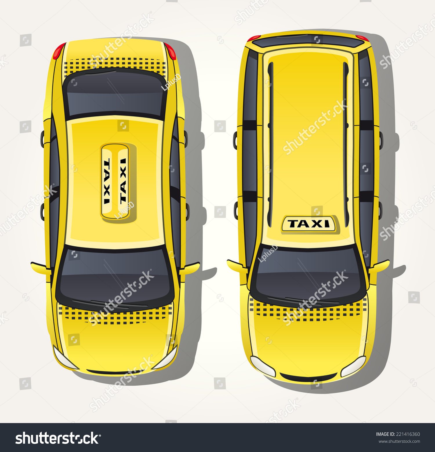 Vector Yellow Taxi Top View: vector de stock (libre de regalías ...