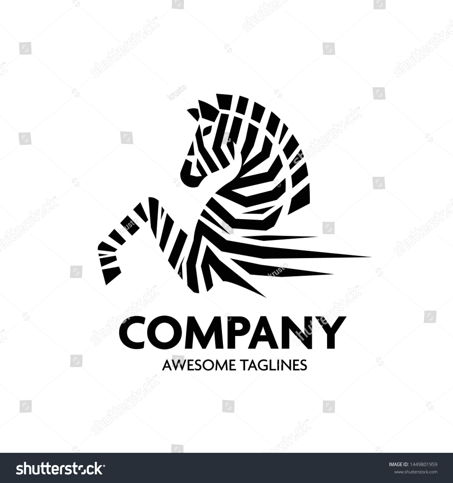 Vector Zebra Head Logo On White Stock Vector (Royalty Free) 1449801959 ...