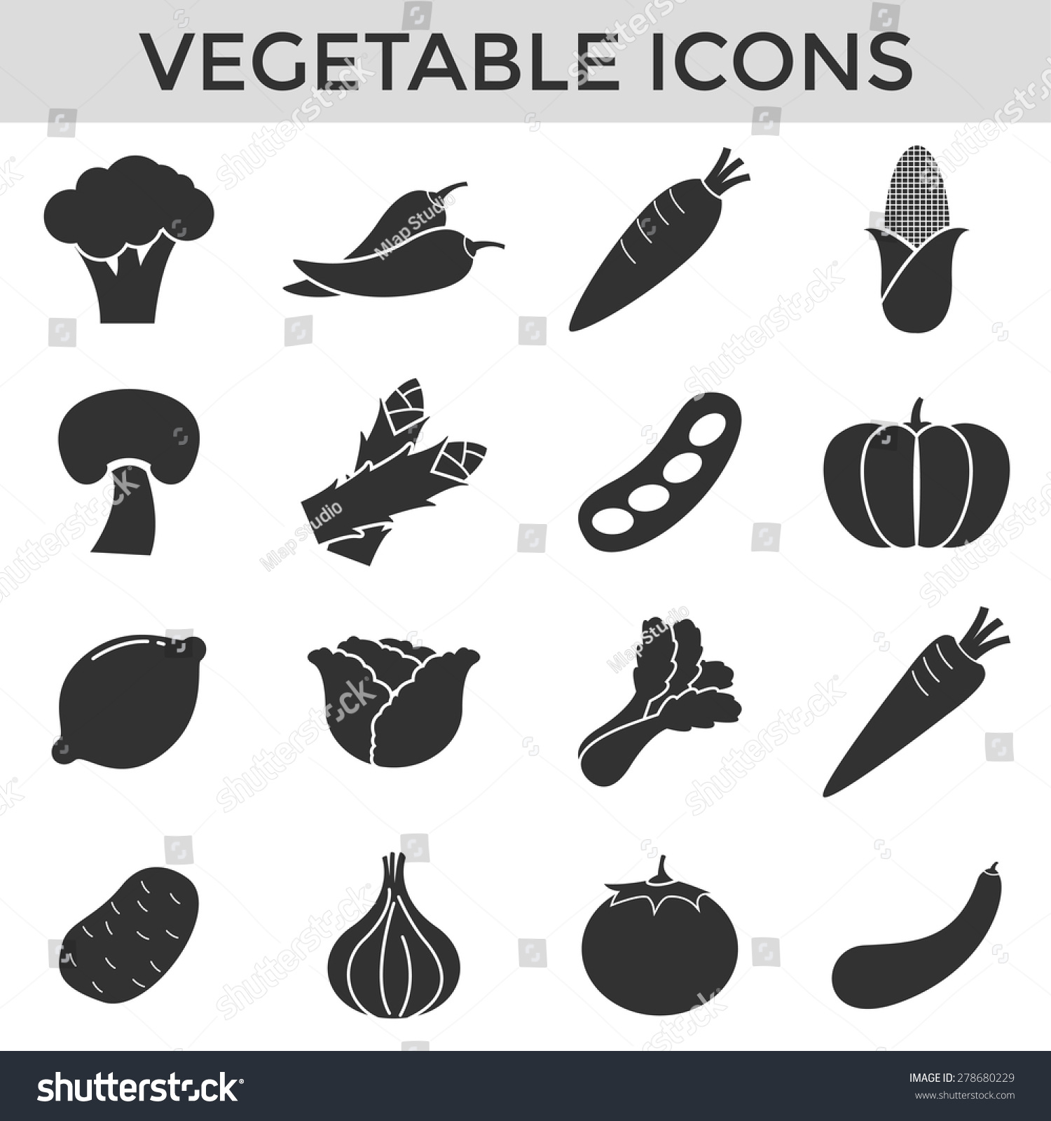 Vegetable Silhouette Symbol Icons Vector Stock Vector (Royalty Free ...