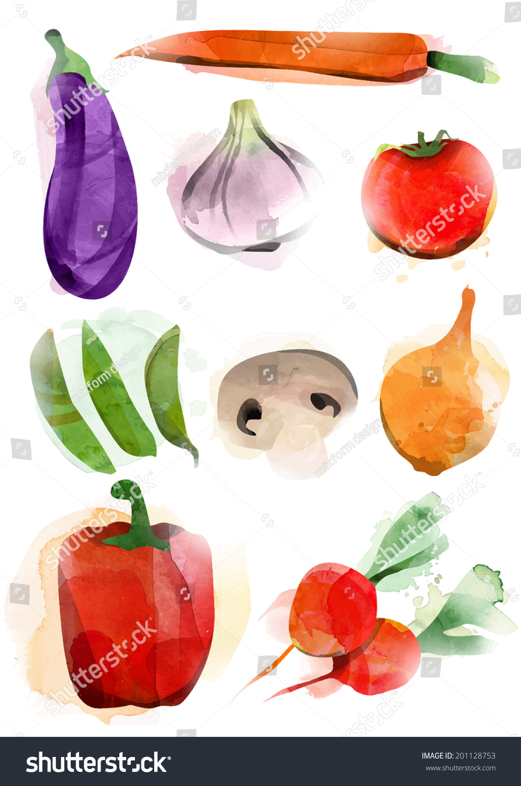 Vegetable Watercolor These Objects Can Be Stock Vector (Royalty Free ...