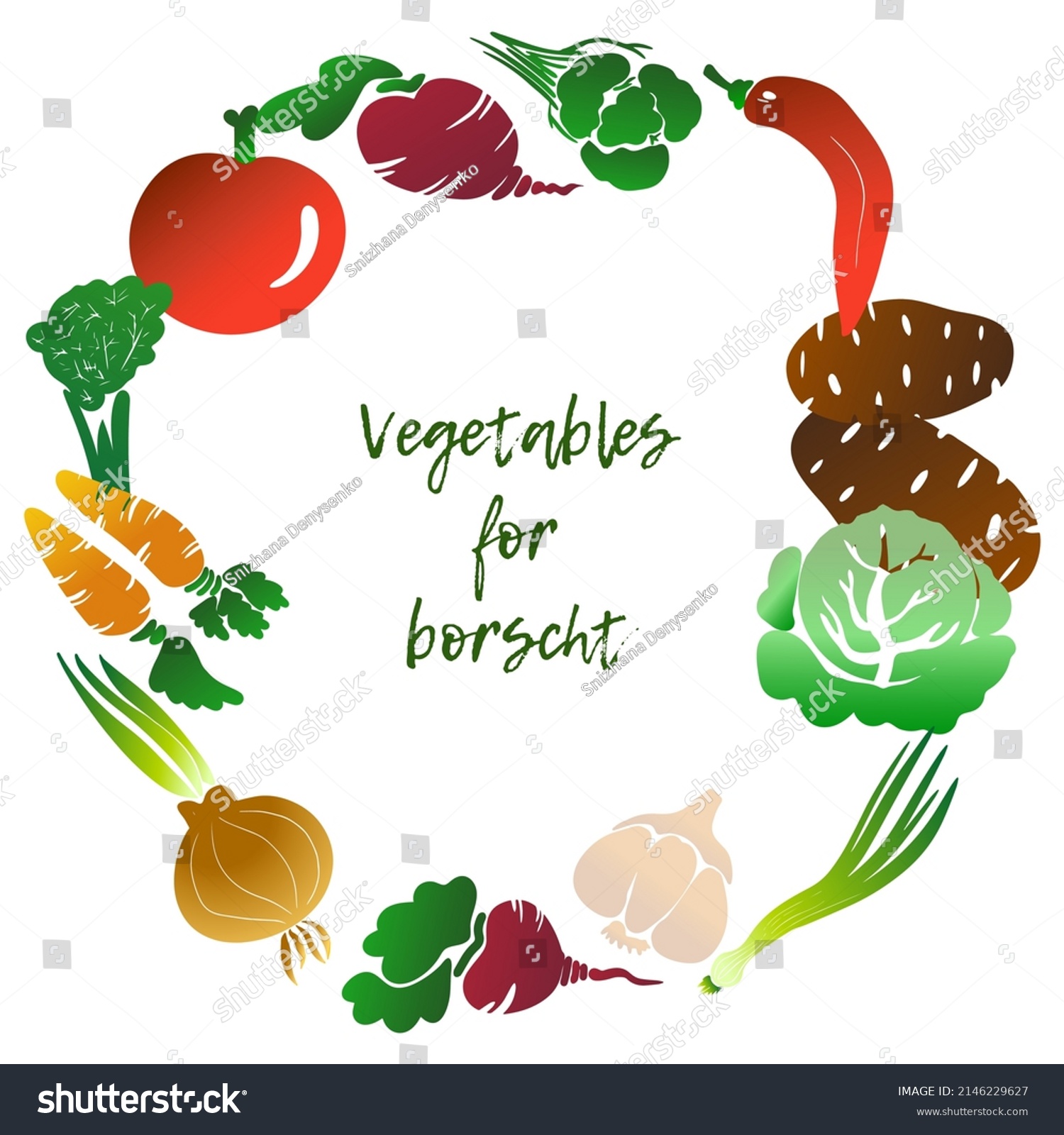 Vegetables Borscht Hand Drawing Imitation Gradient Stock Vector ...