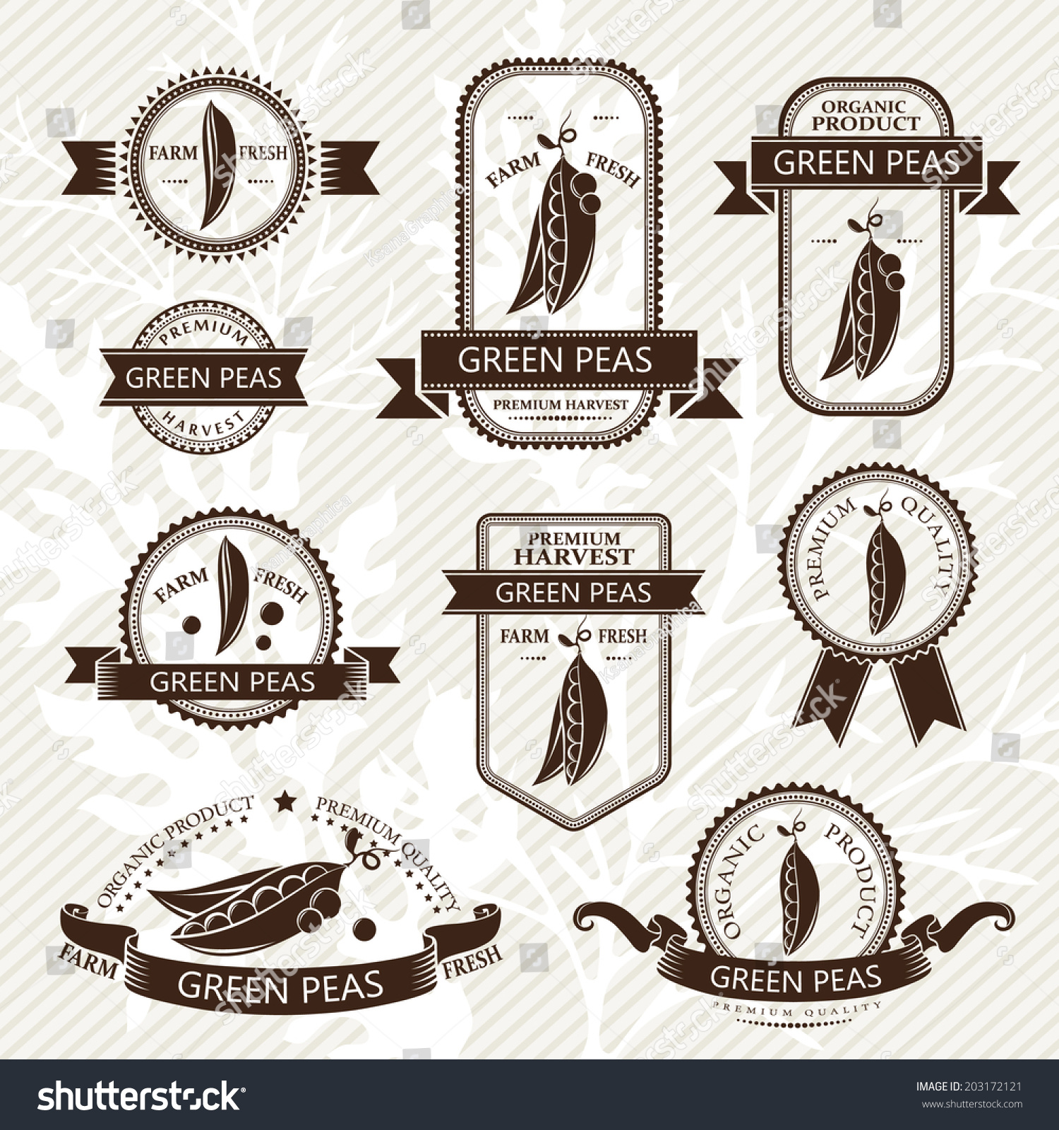Vegetables Labels Collection Peas Stock Vector (Royalty Free) 203172121 ...