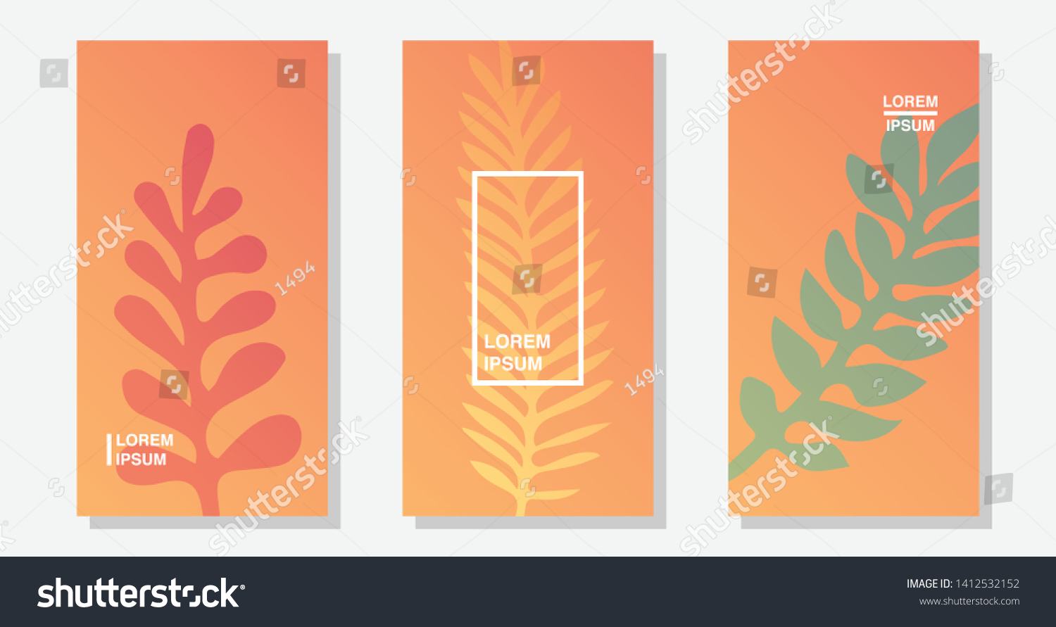 Vegetation Backgrounds Set Vector Illustration Design Stock Vector ...