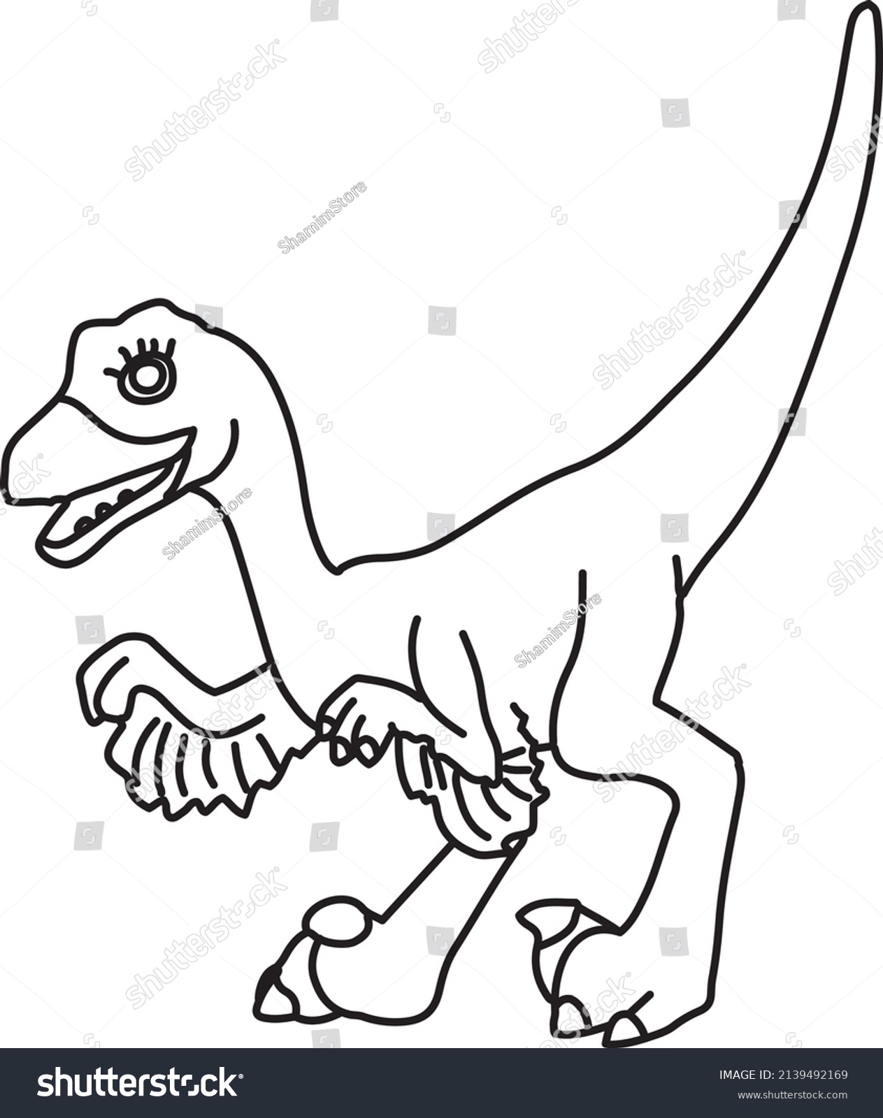Velociraptor Line Art Vector Drawing Stock Vector (Royalty Free) 2139492169