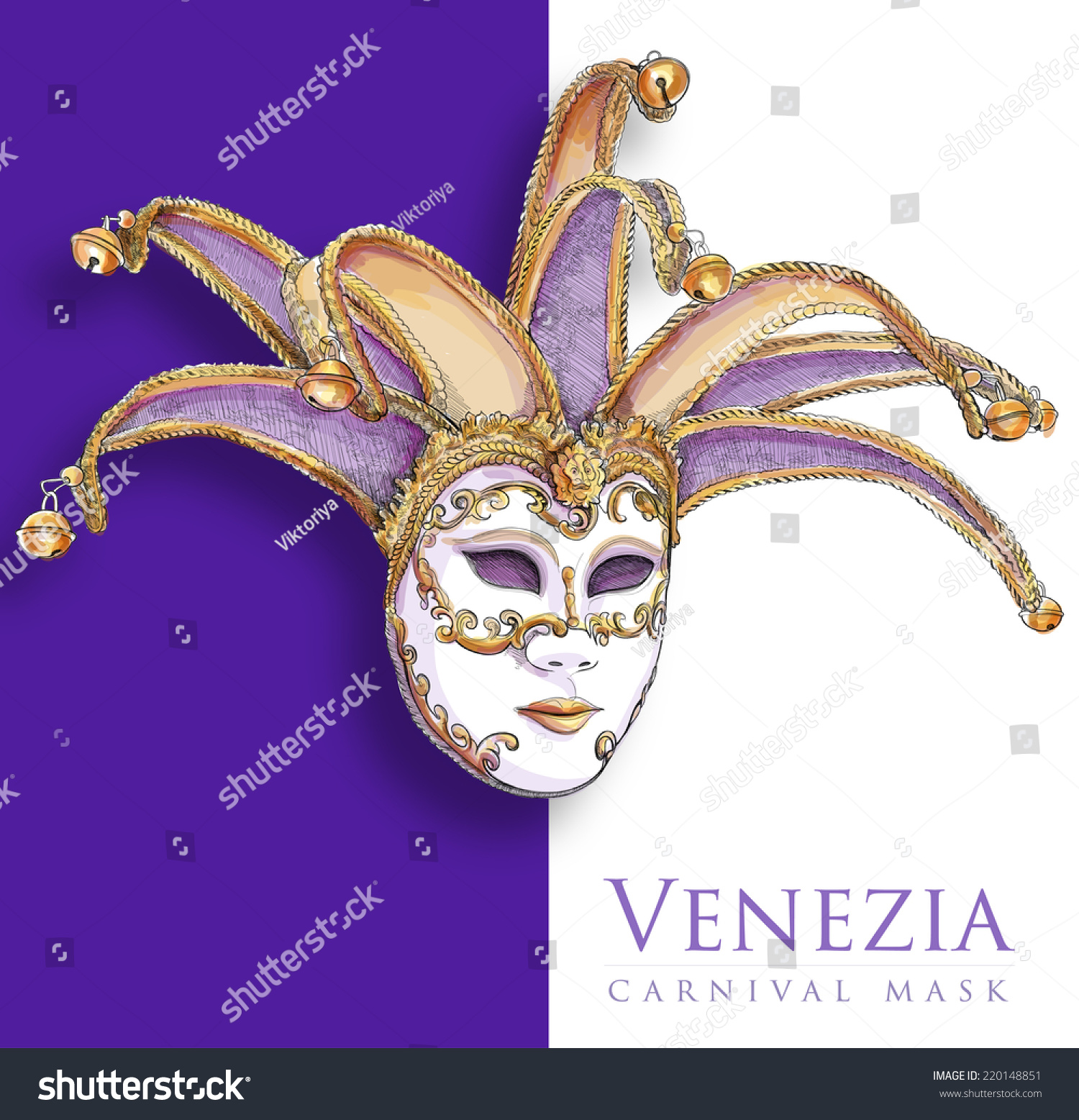Venetian Mask Vector Drawing Eps10 Stock Vector (Royalty Free) 220148851
