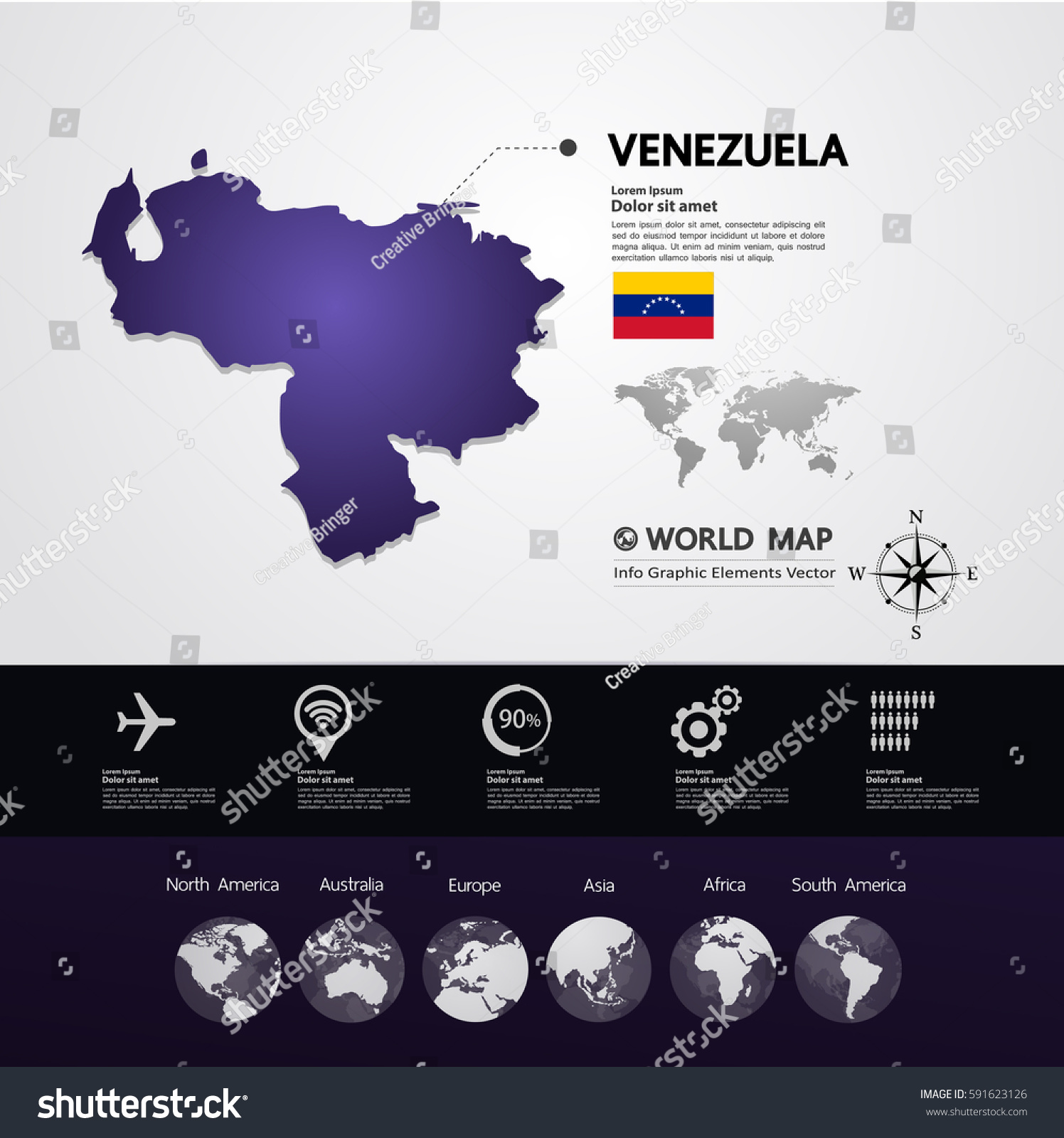Venezuela Map Vector Illustration Stock Vector (Royalty Free) 591623126 ...