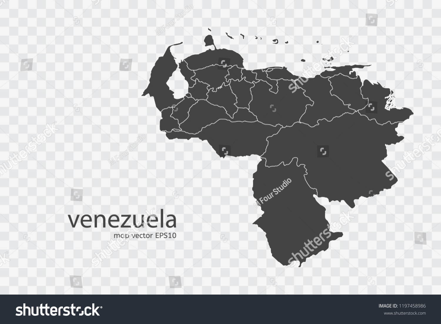 Venezuela Map Vector Isolated On Transparent Stock Vector (Royalty Free ...