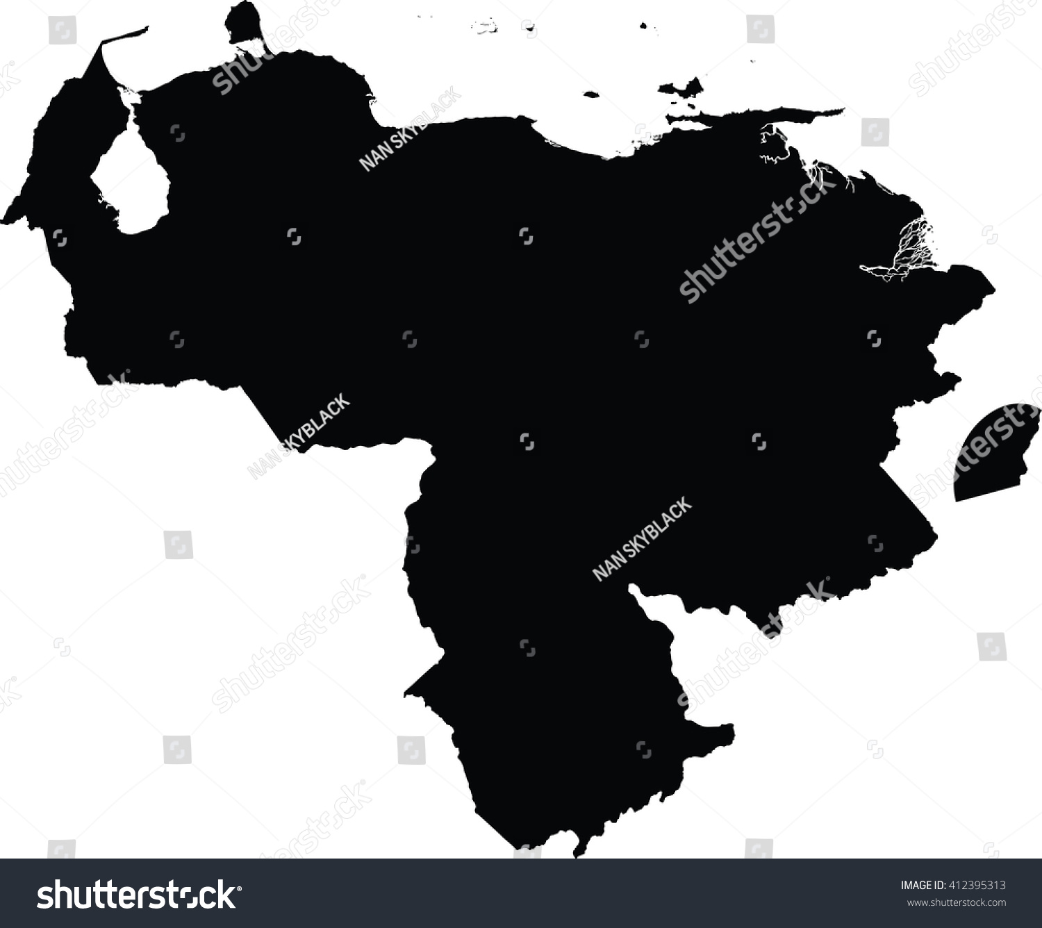 Venezuela Vector Map Isolated On White Stock Vector (Royalty Free ...
