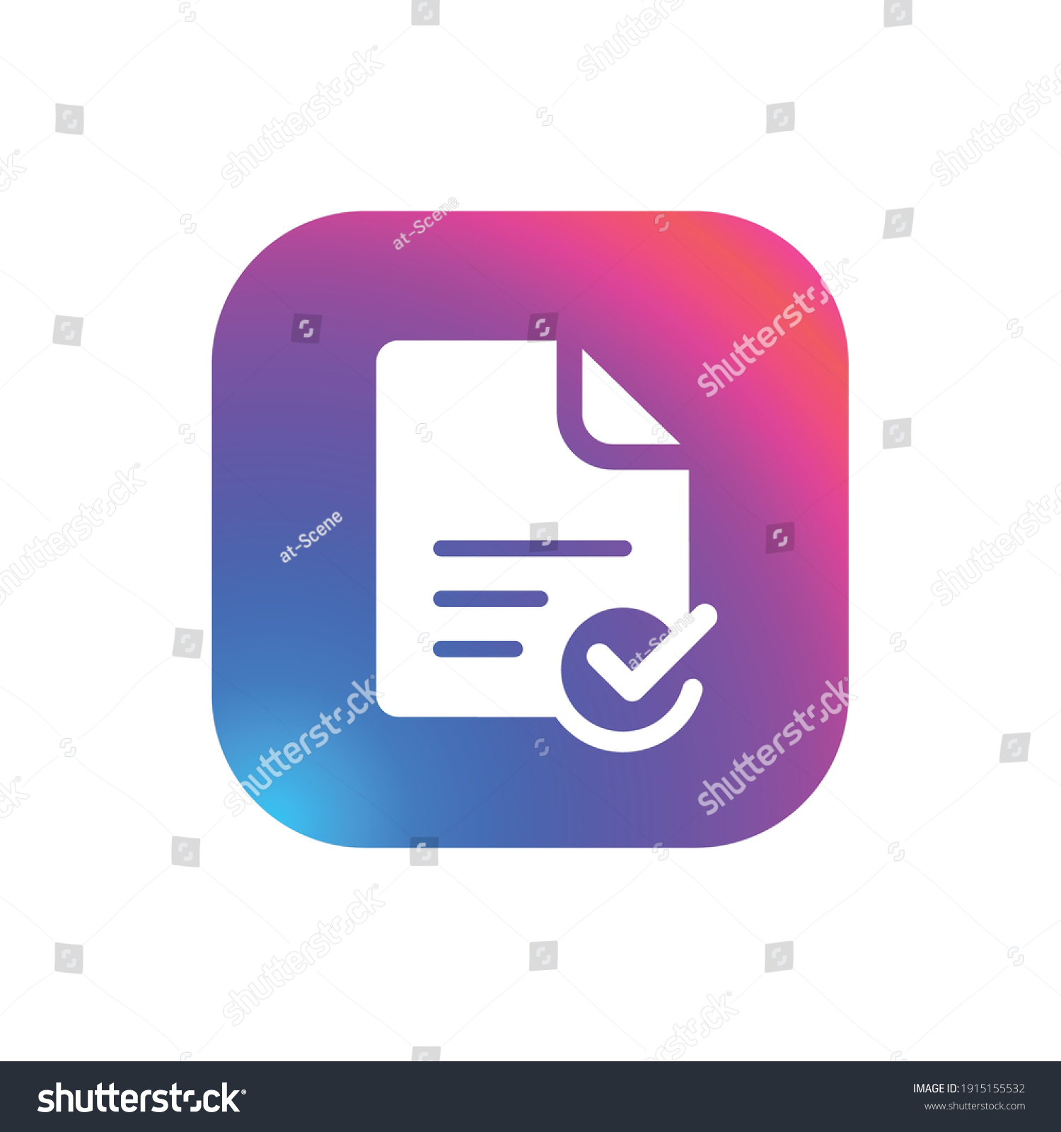 Verfied Document App Icon Button Stock Vector (Royalty Free) 1915155532