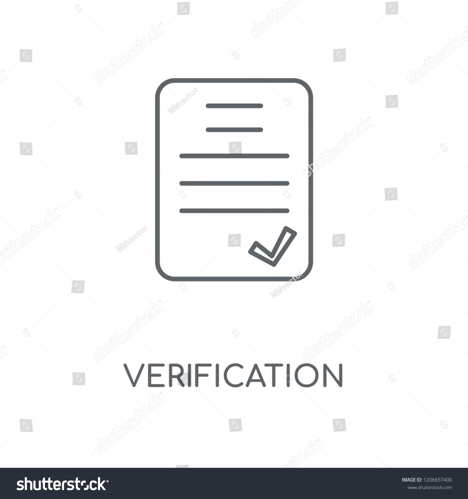 Verification Linear Icon Verification Concept Stroke Stock Vector ...