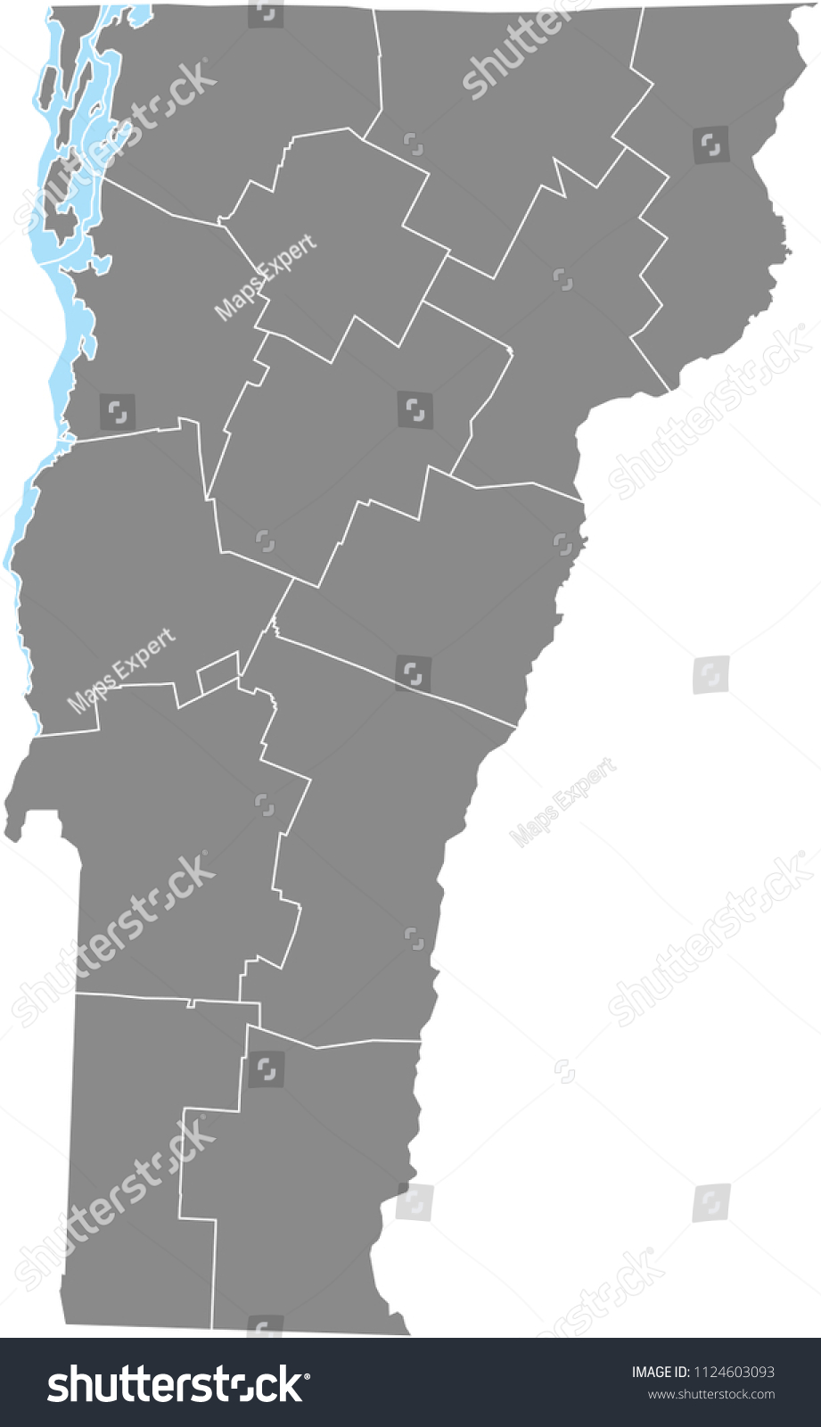 Vermont Counties Map Vector Outline Gray Stock Vector (Royalty Free ...