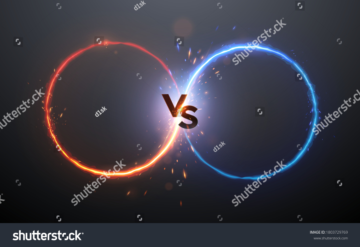 Versus Red Blue Circle Spark Effect Stock Vector (Royalty Free) 1803729769