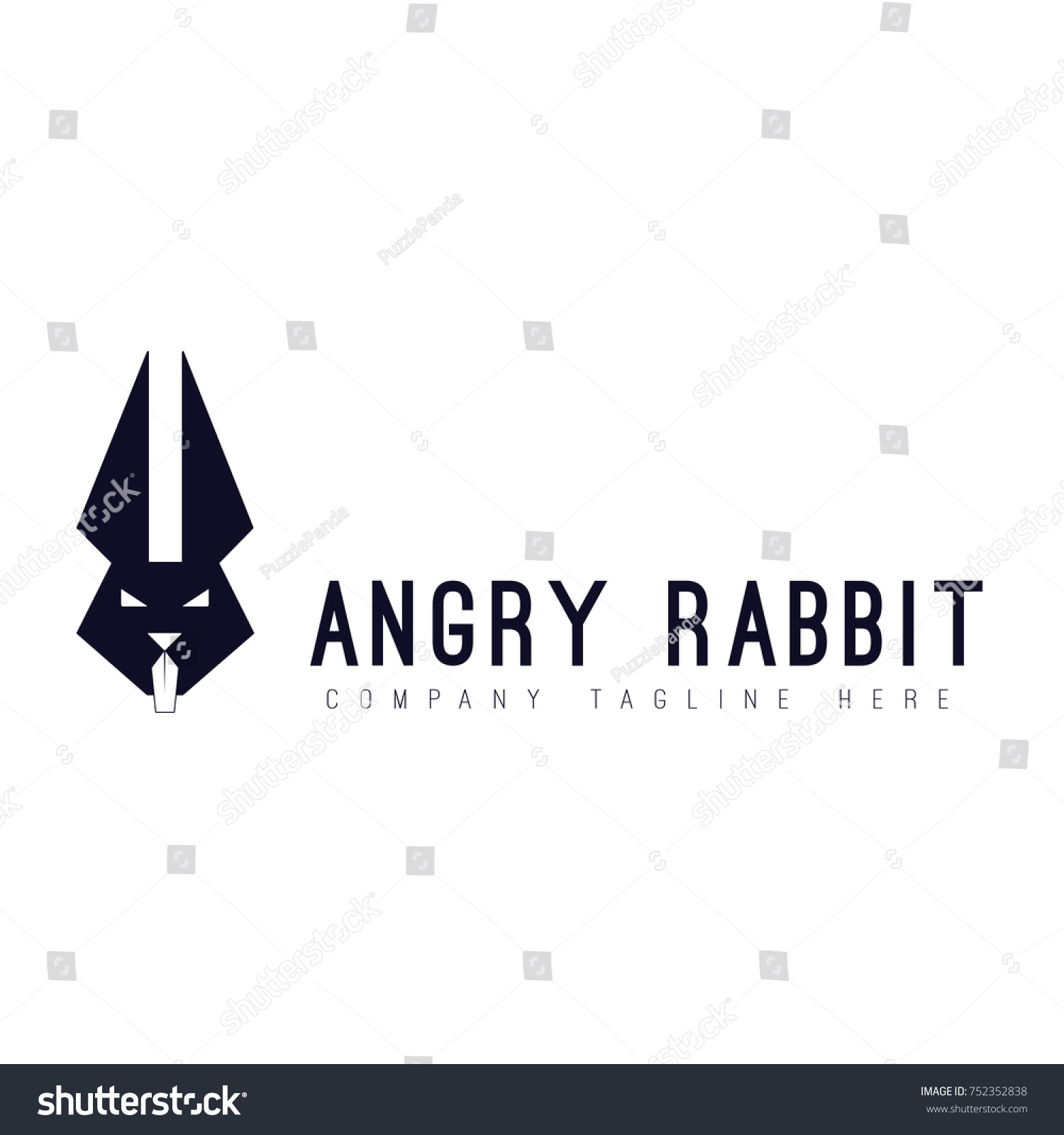 Vertical Angry Rabbit Logo Vector: vector de stock (libre de regalías ...