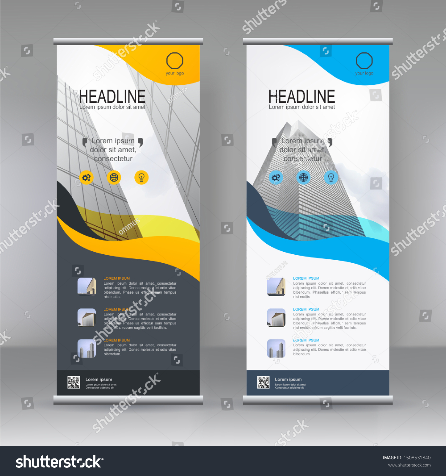 Vertical Banner Stand Template Design Stock Vector (Royalty Free ...
